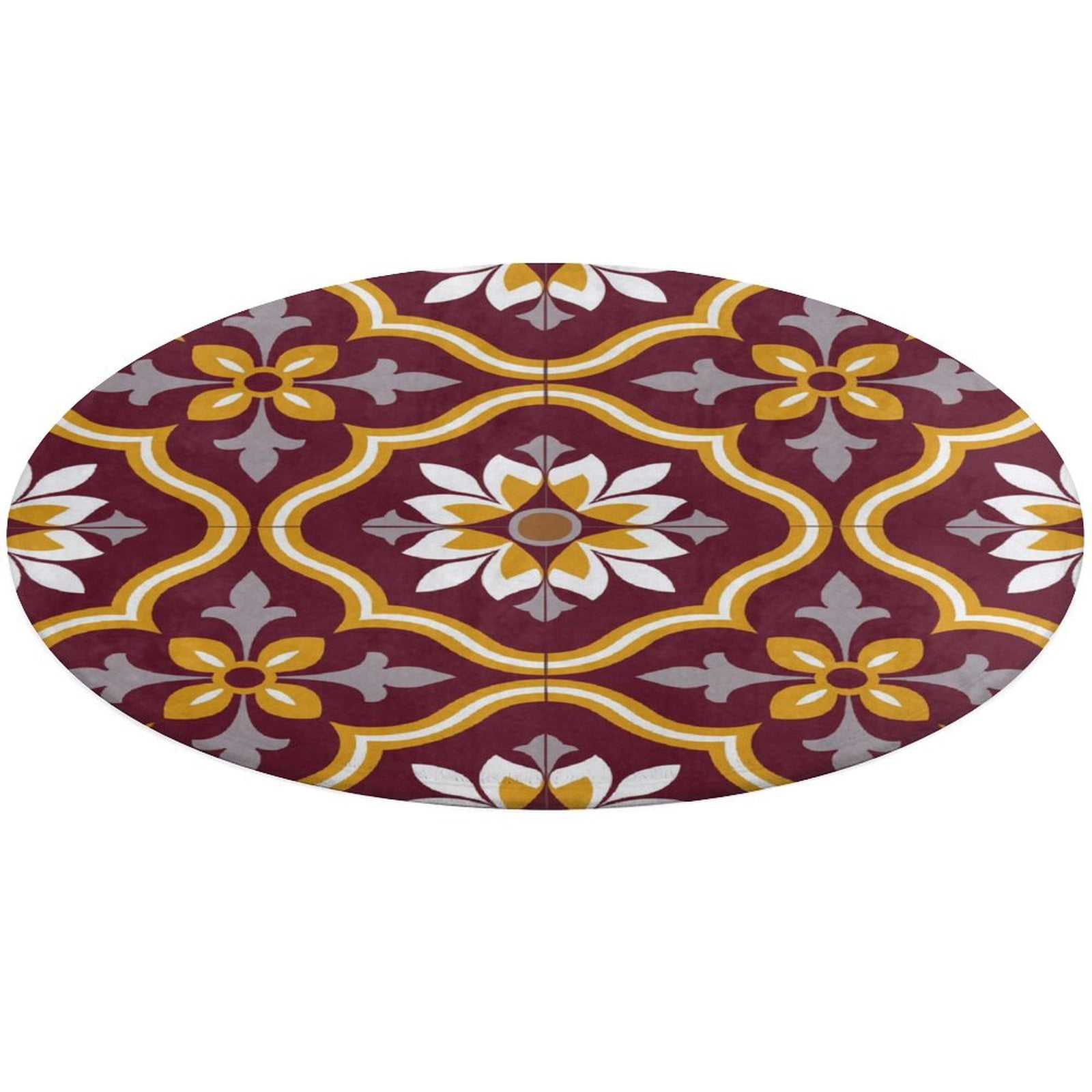 Circular Carpet Floor Mat Ornate Floral Tile Seamless Pattern Living ...