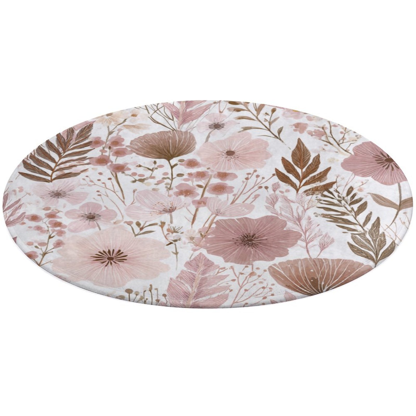 Circular Carpet Floor Mat Pretty Pink Floral Seamless Pattern Living ...