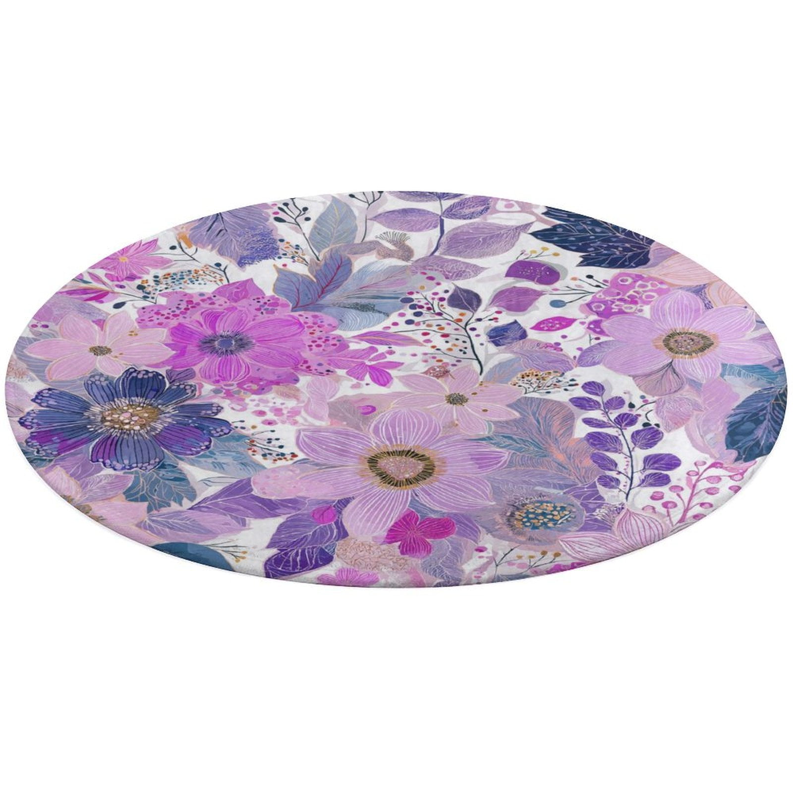 Circular Carpet Floor Mat Pretty Purple Floral Seamless Pattern Living ...