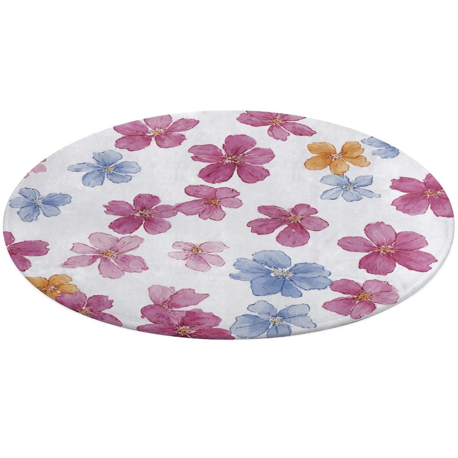 Circular Carpet Floor Mat Pretty Watercolor Flower Seamless Pattern ...