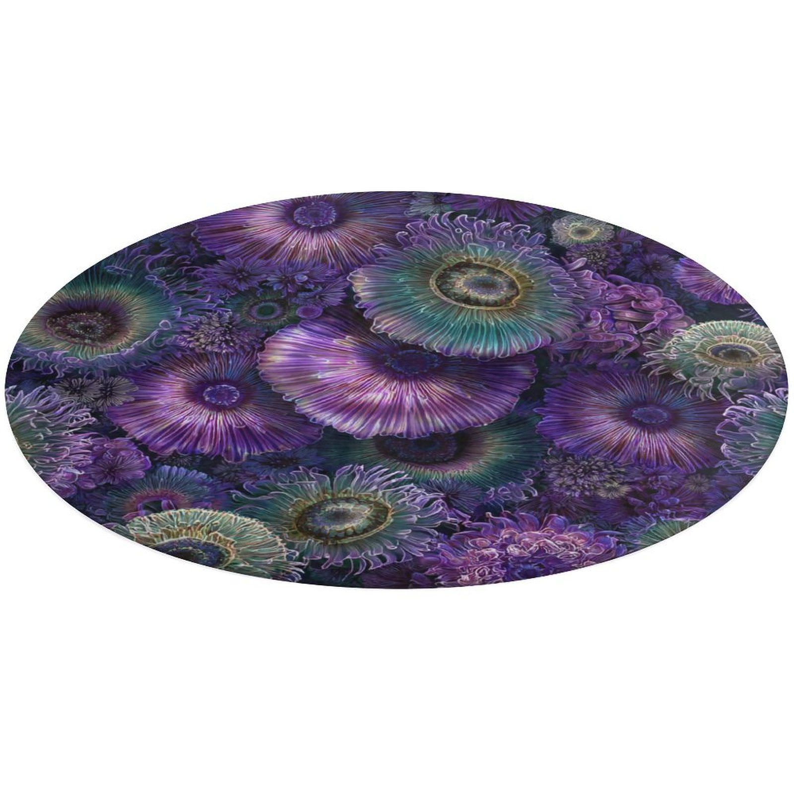 Circular Carpet Floor Mat Purple Iridescent Flowers Seamless Pattern ...