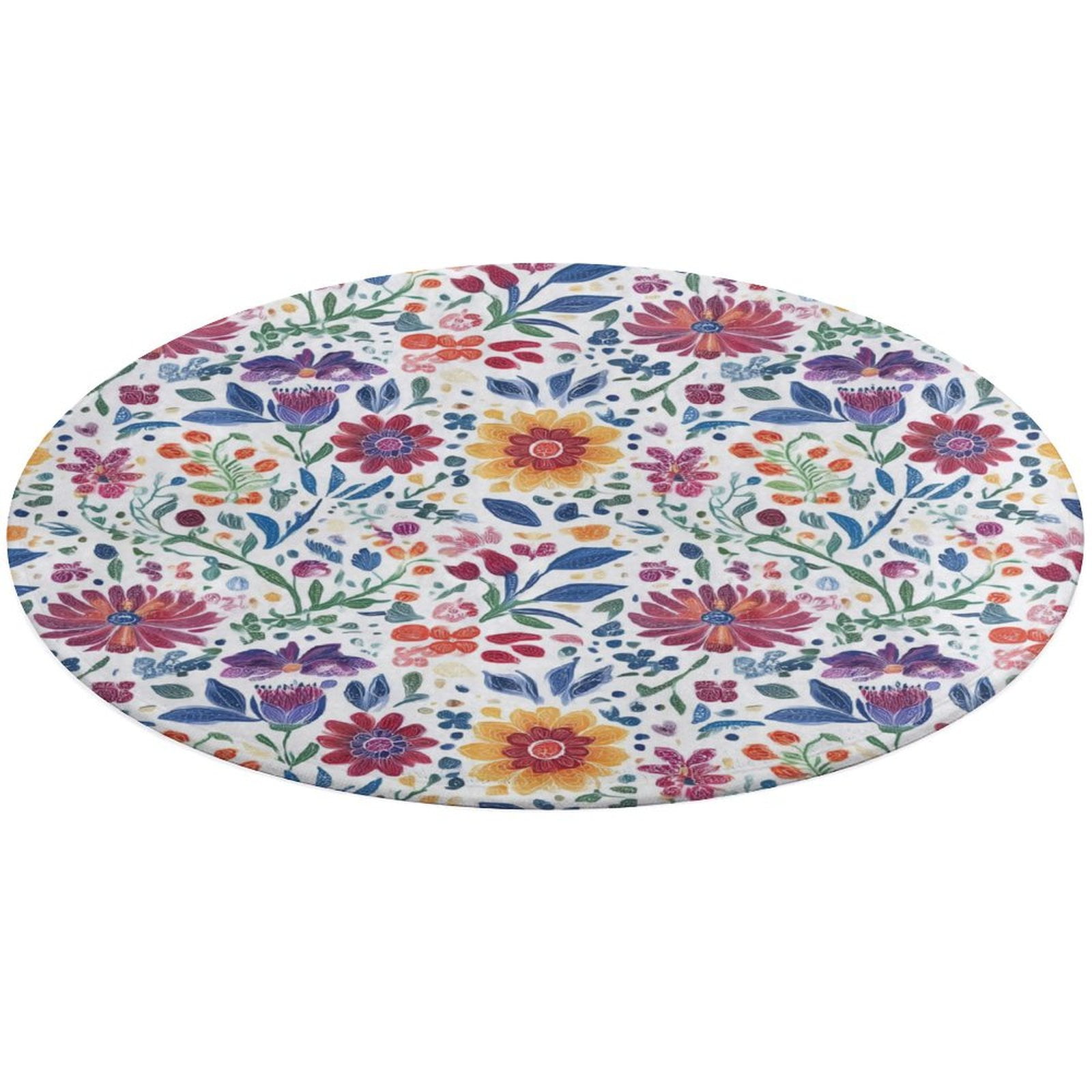 Circular Carpet Floor Mat Vibrant Floral Seamless Pattern Design Living ...