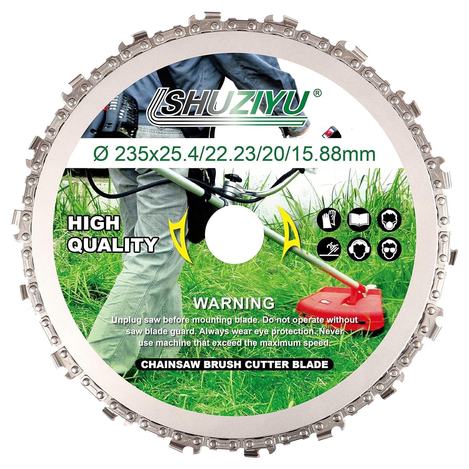 Circular Chainsaw Tooth, 9", Brush Cutter Blade, Arbor 1" with 7/8"-20 ...