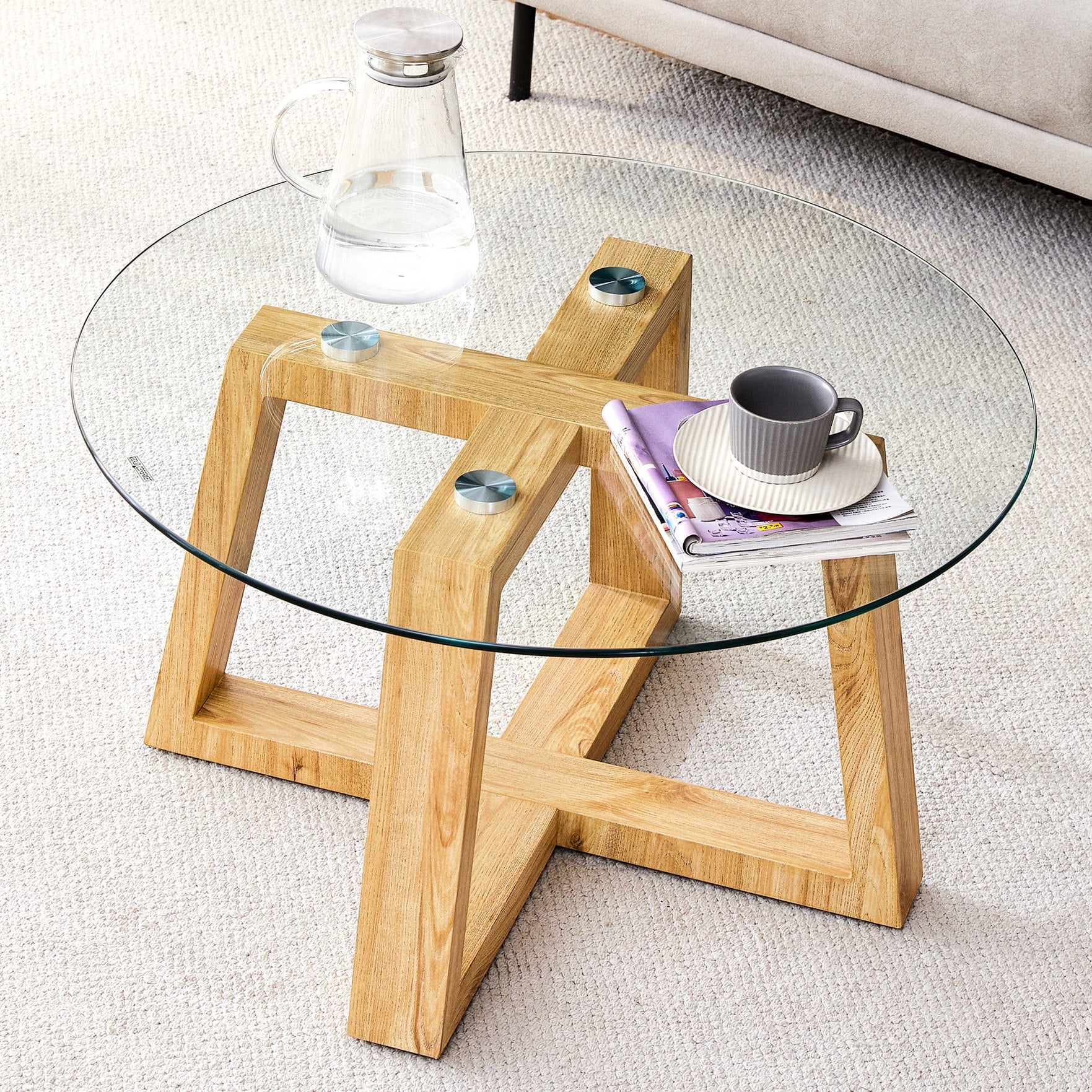 Circular Coffee Table with Glass Top - Adaptable Design for Interiors ...