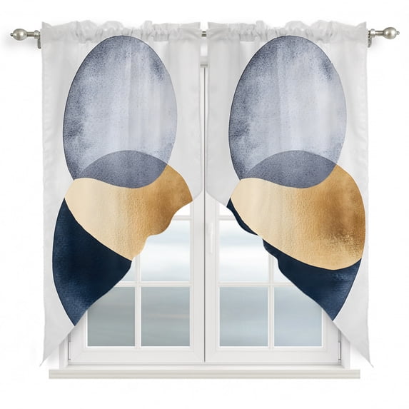 Circular Color Block Swag Curtain Valance for Window 2 Panels Modern ...