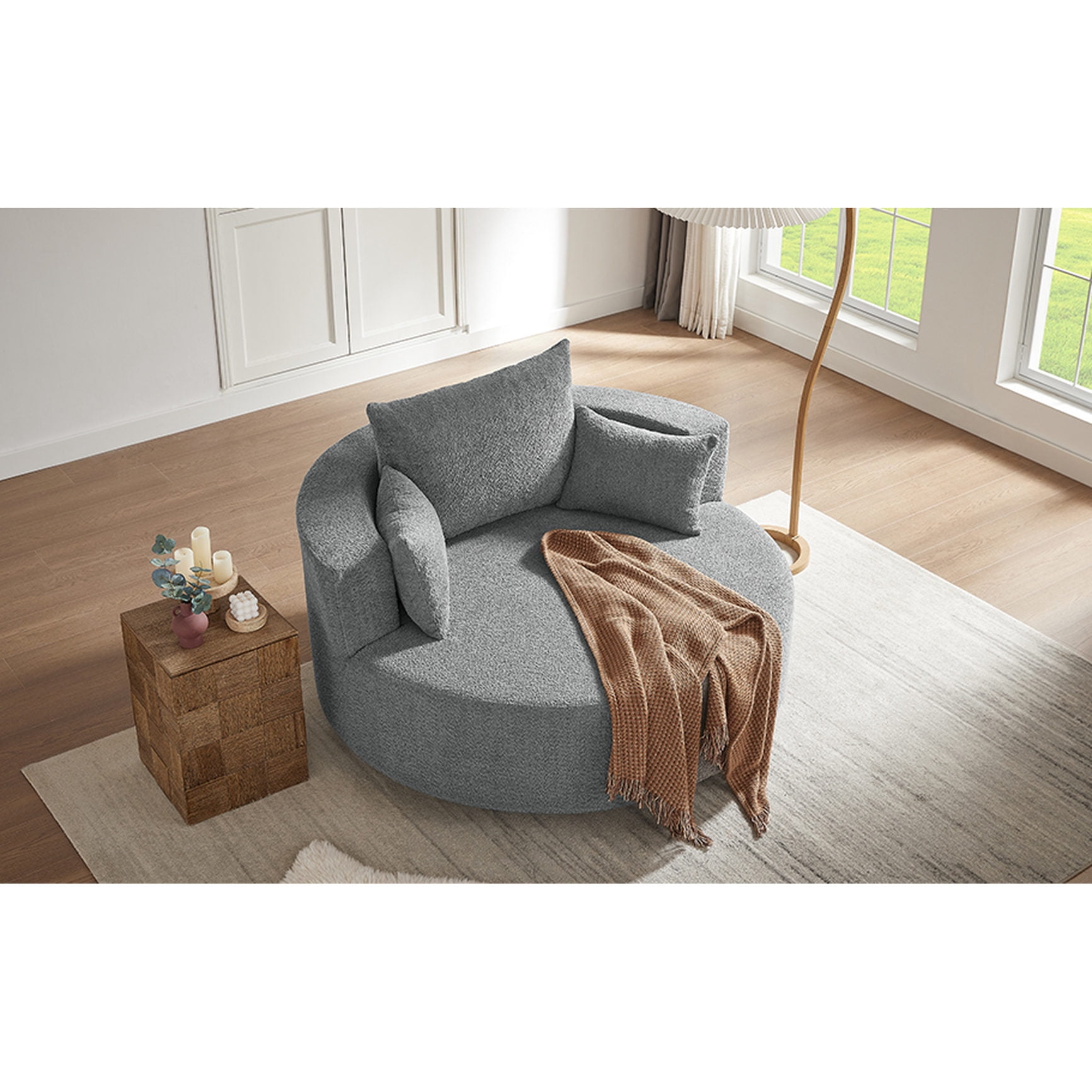 Circular Design, 360 - Degree Swivel, Chenille Chair - Saves Space and ...