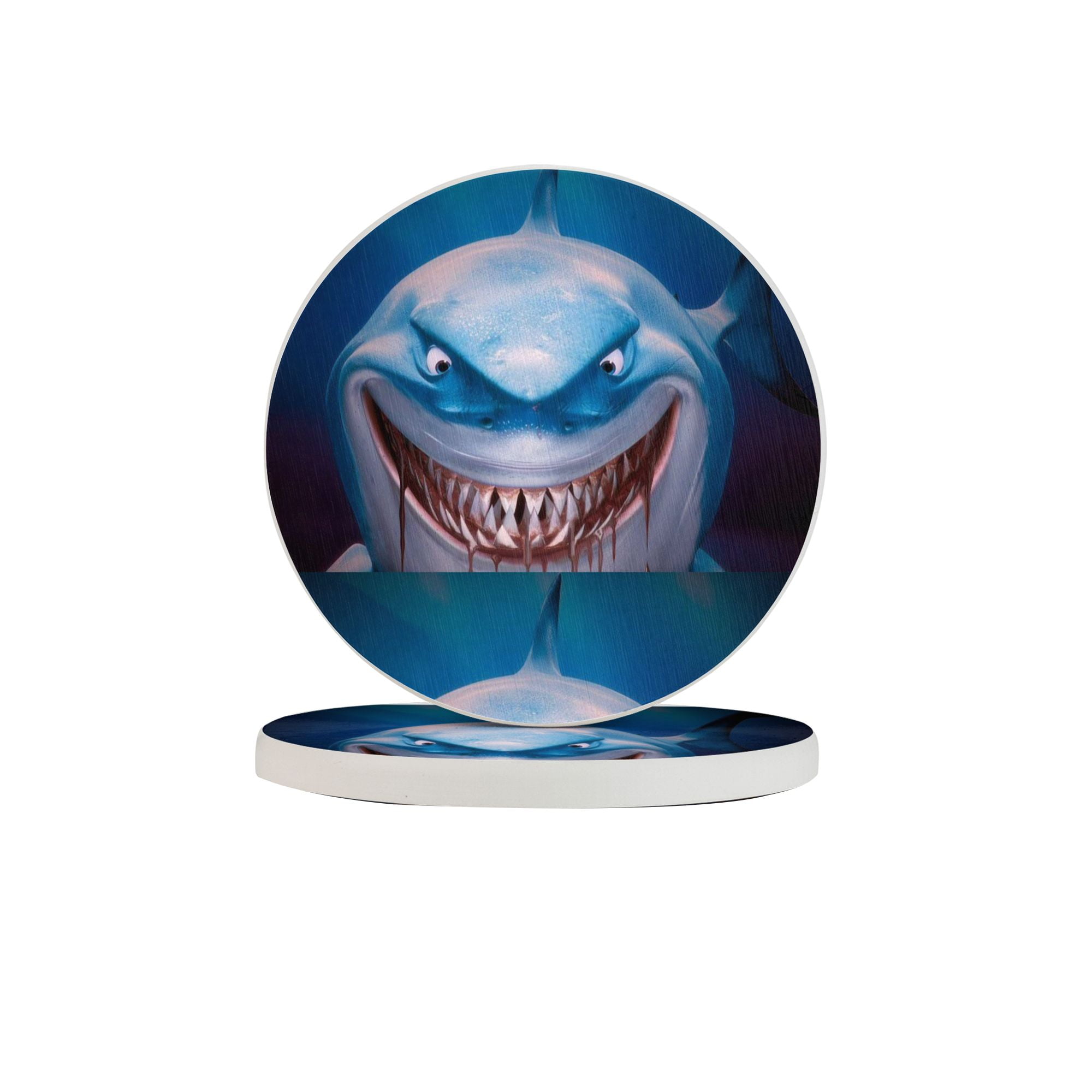 Circular Drink Coasters Set A Fierce Shark Beautiful Home Decor ...