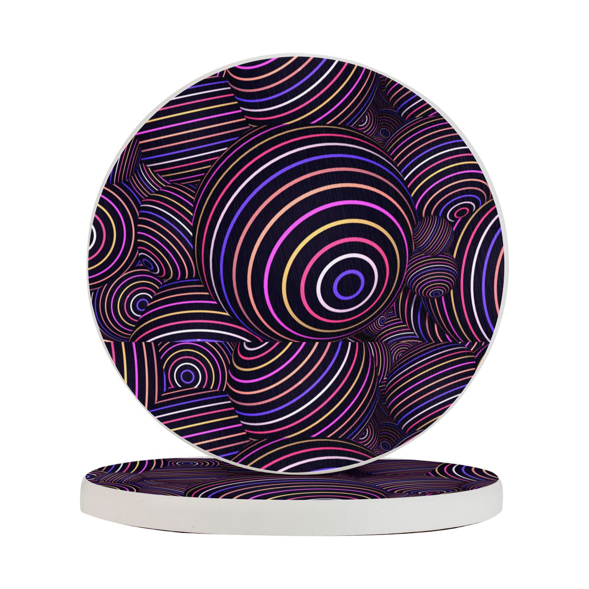 Circular Drink Coasters Set Abtract Colorful Spheres Beautiful Home ...