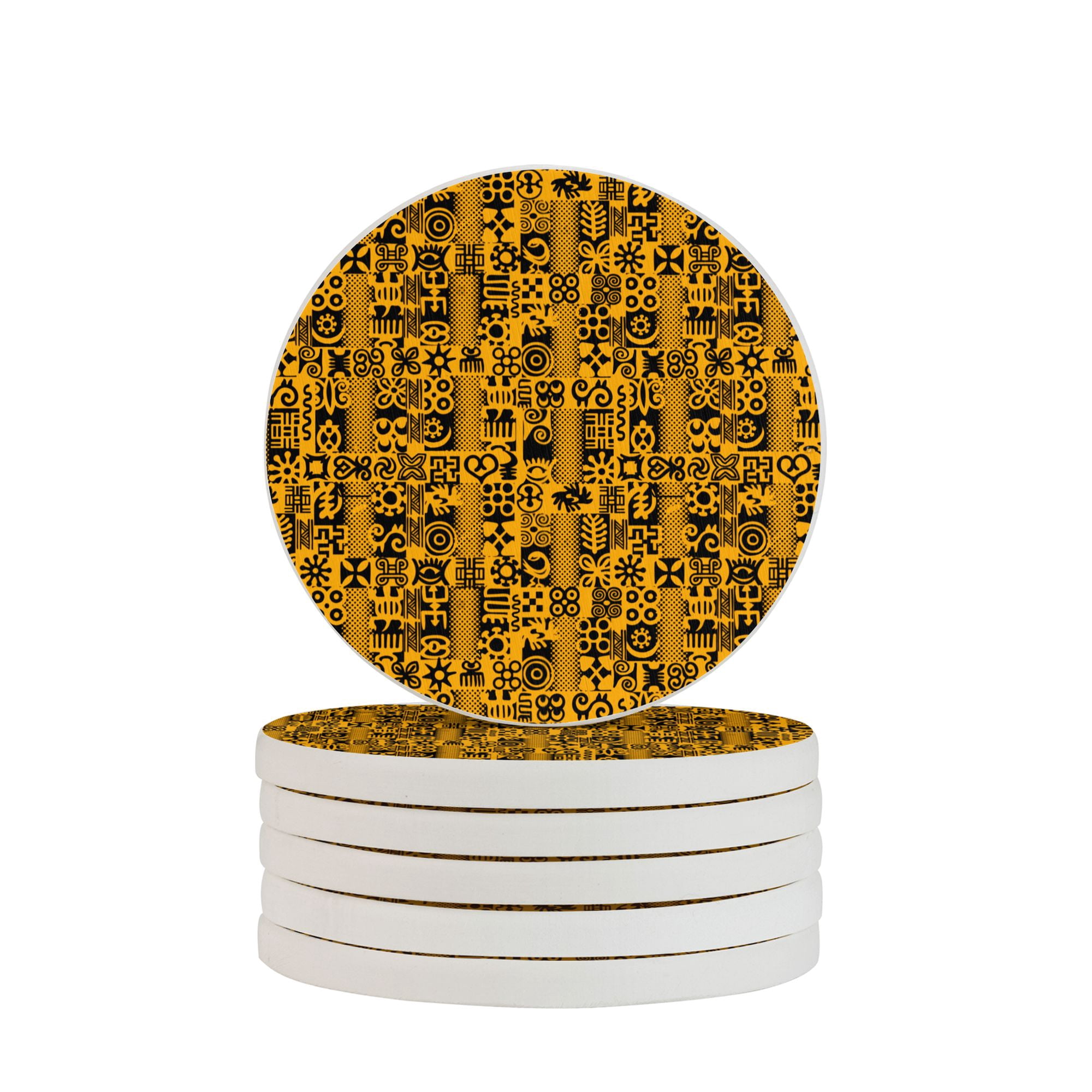Circular Drink Coasters Set African Art Pattern Beautiful Home Decor ...