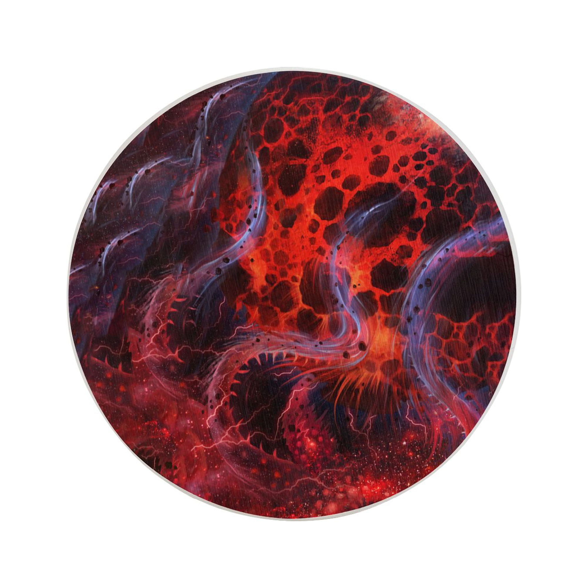 Circular Drink Coasters Set Art Space Abstract Red Line Beautiful Home ...