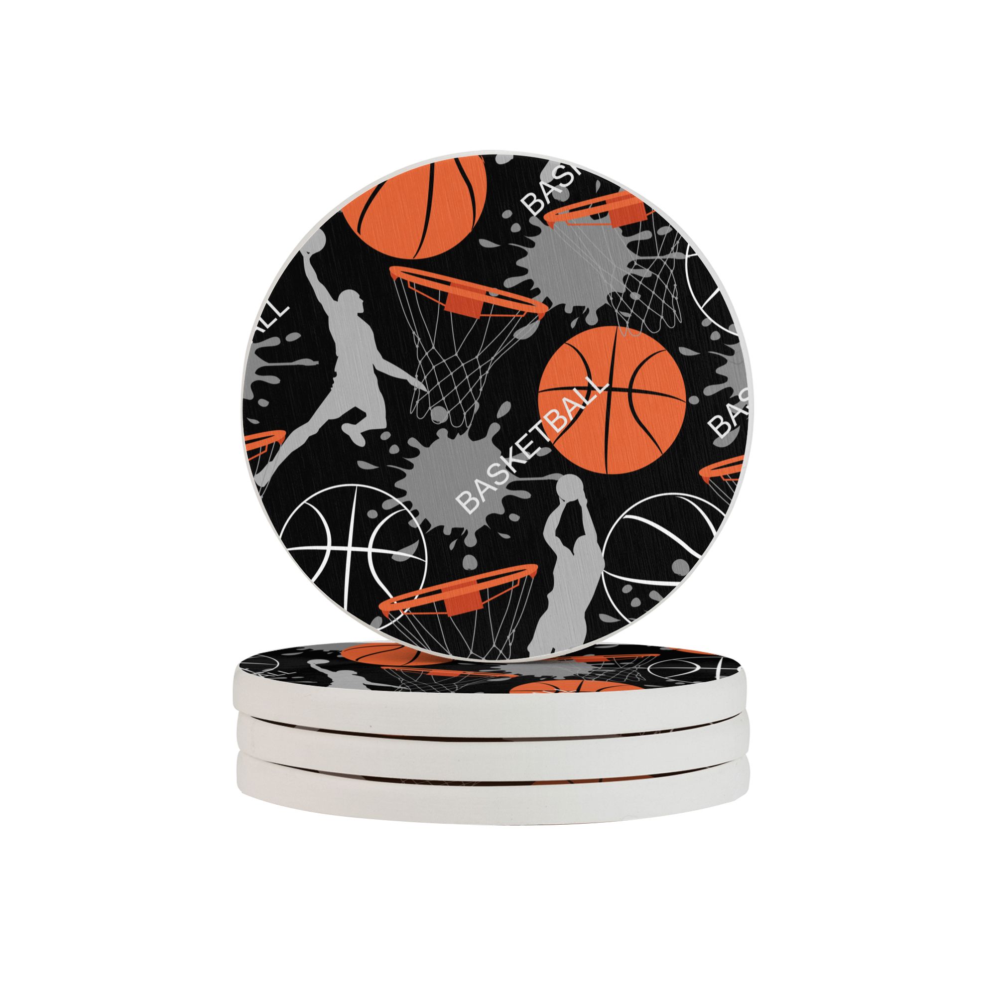 Circular Drink Coasters Set Basketball Sport Beautiful Home Decor ...
