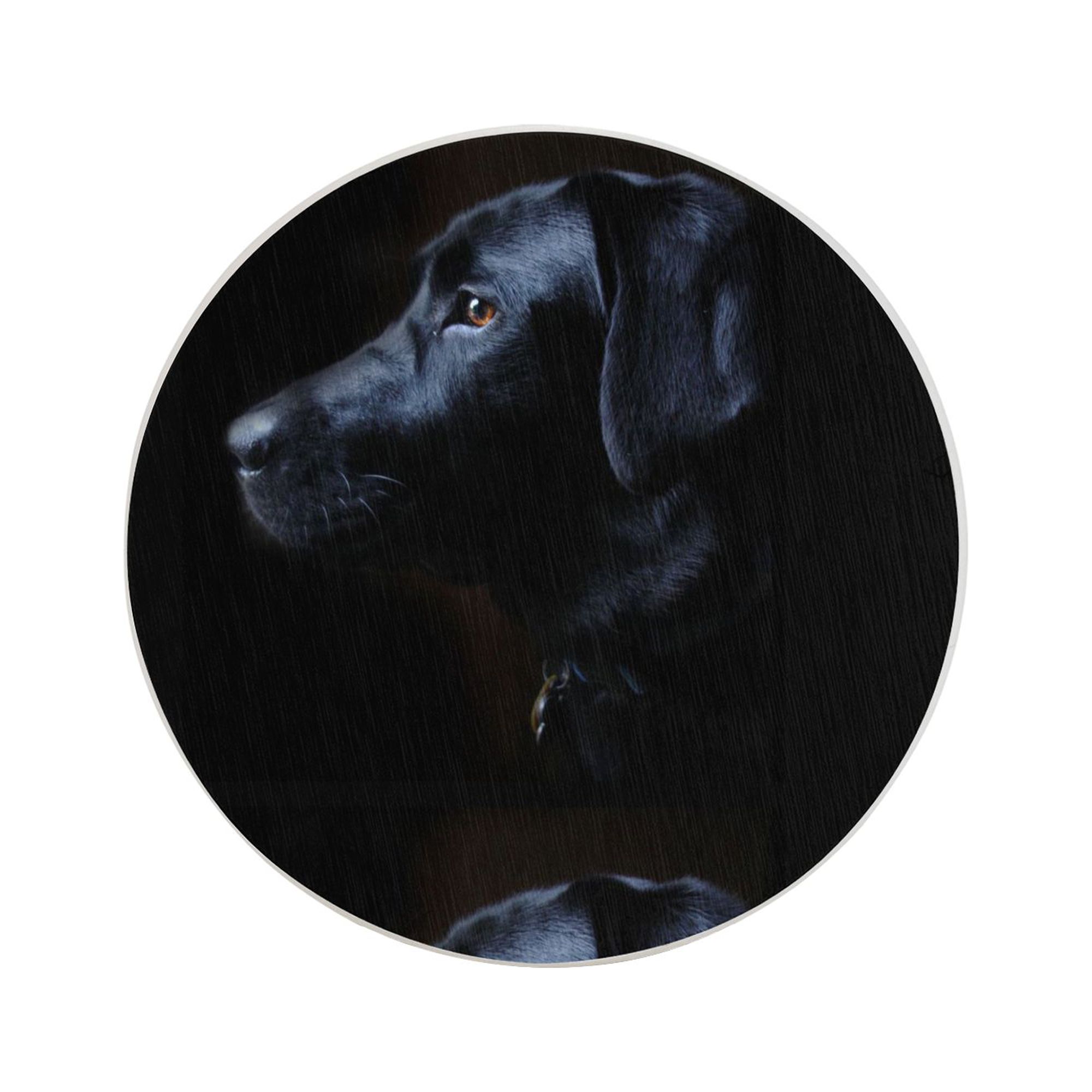 Circular Drink Coasters Set Black Labrador Dog Beautiful Home Decor ...