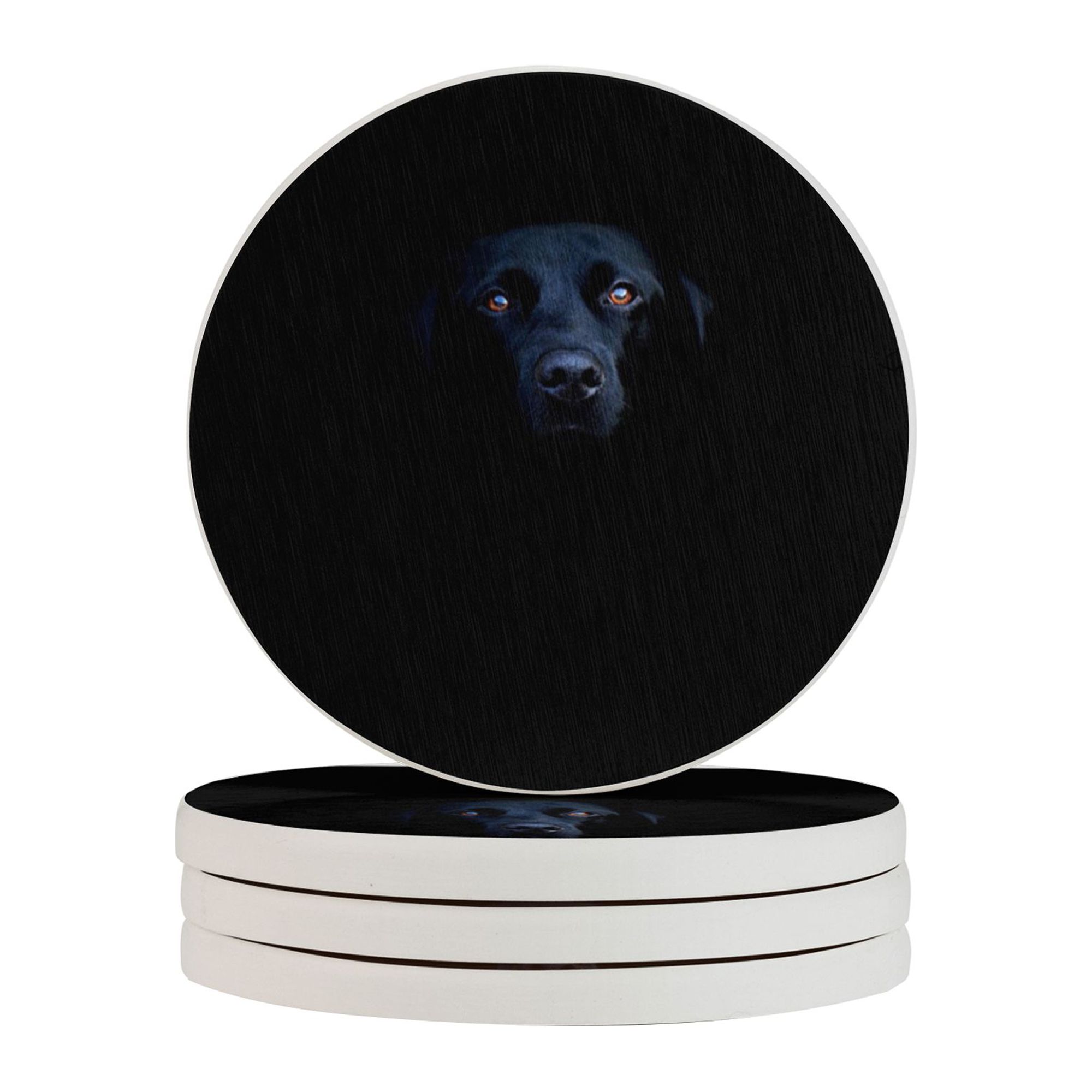 Circular Drink Coasters Set Black Labrador Labrador Retriever Breed Dog ...