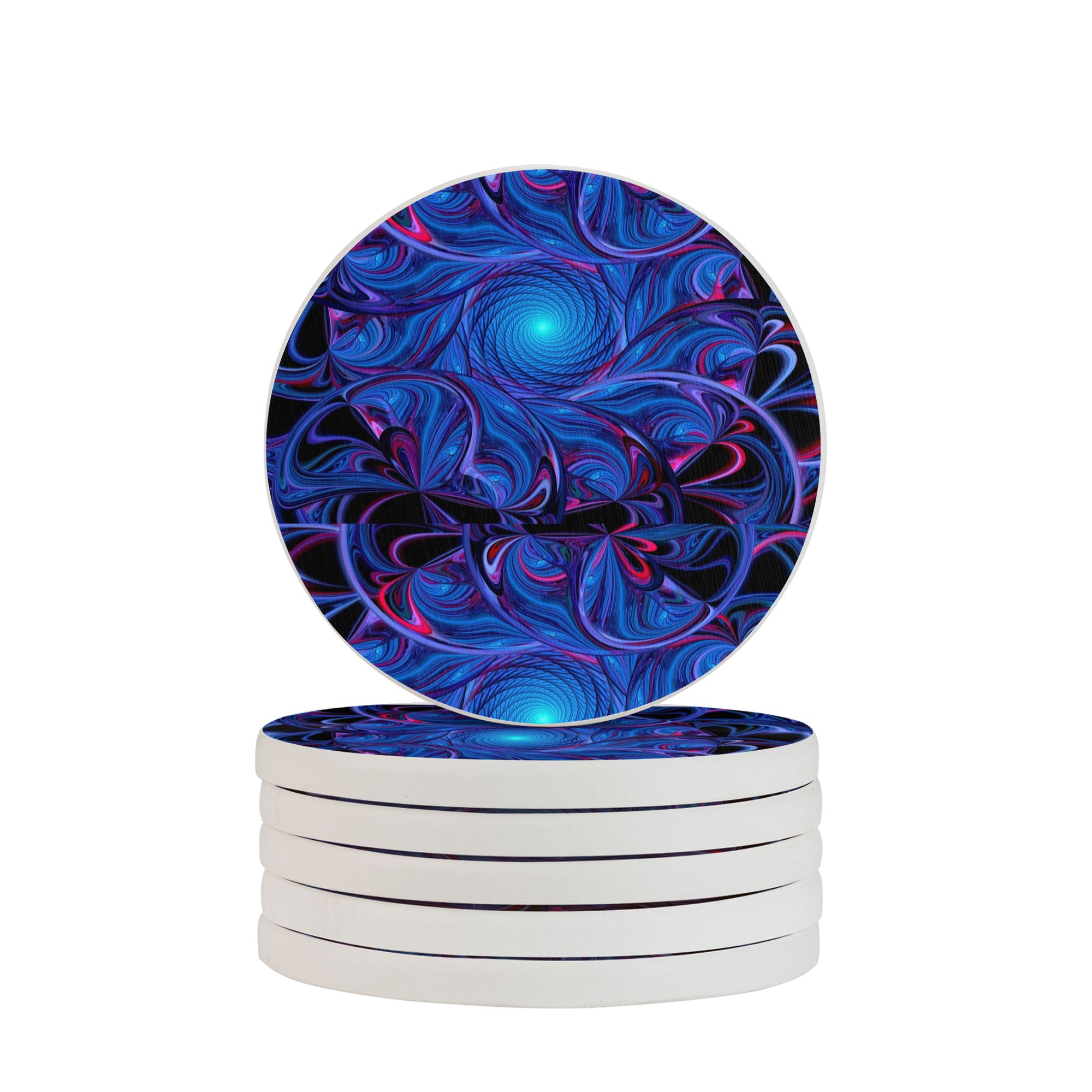 Circular Drink Coasters Set Blue Abstract Lines Wallpaper Beautiful ...