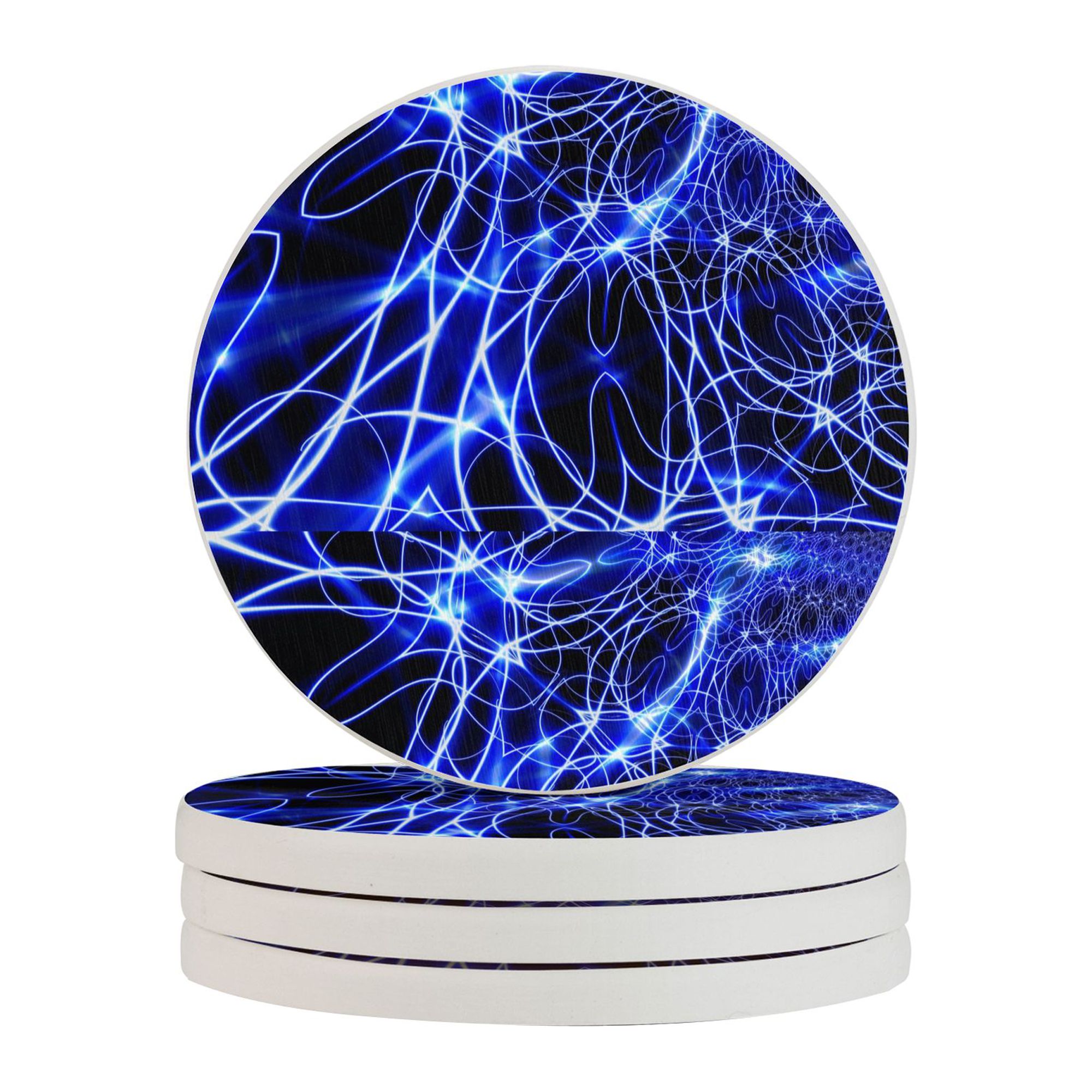 Circular Drink Coasters Set Blue Abstract Lines Wallpaper Beautiful ...