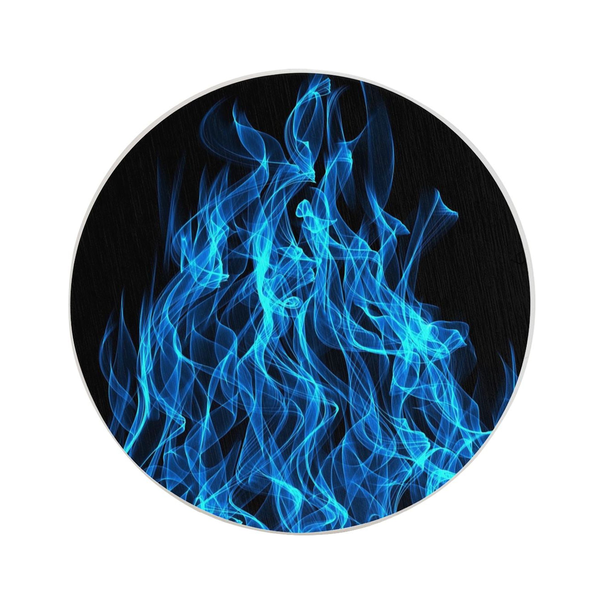 Circular Drink Coasters Set Blue Fire Beautiful Home Decor Diatomite ...