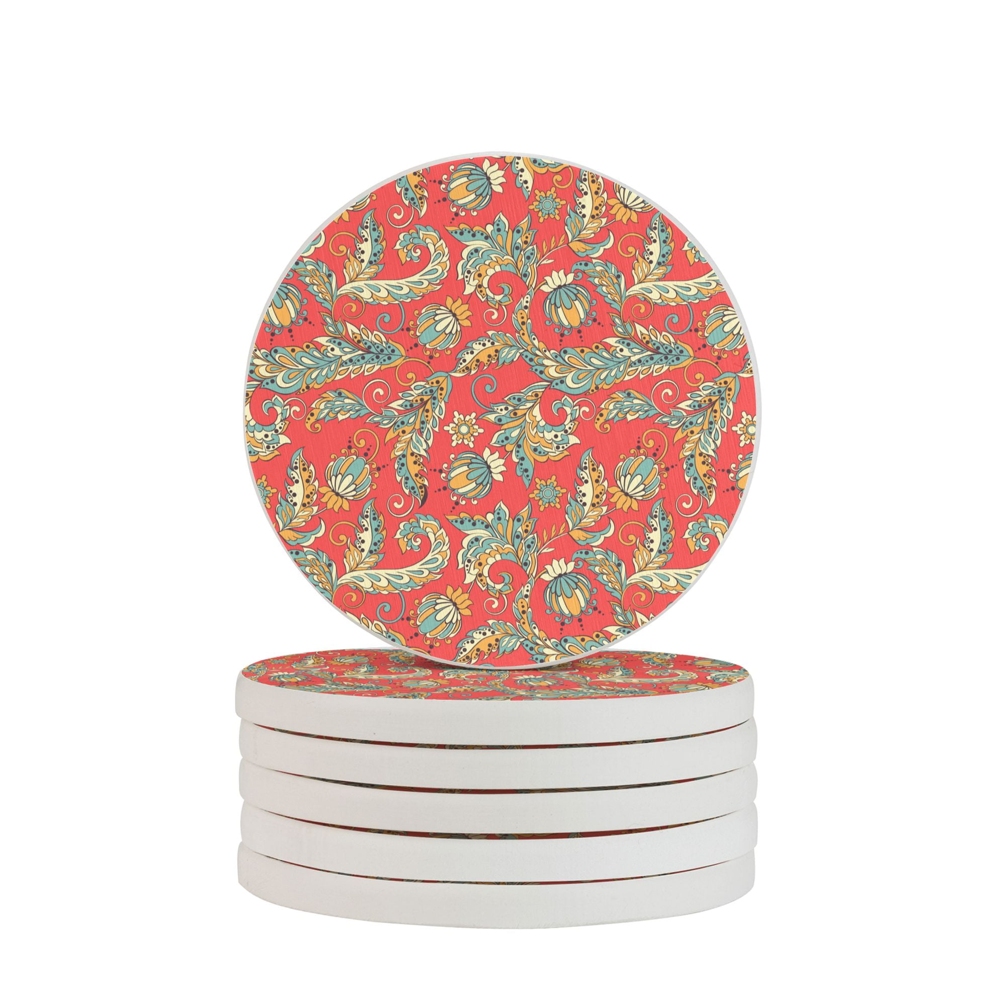Circular Drink Coasters Set Blue Pattern Shading On Pink Background ...