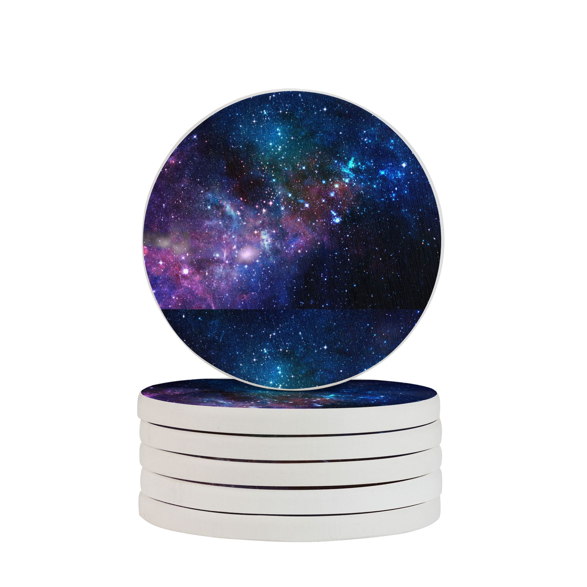 Circular Drink Coasters Set Blue Purple Galaxy Beautiful Home Decor ...