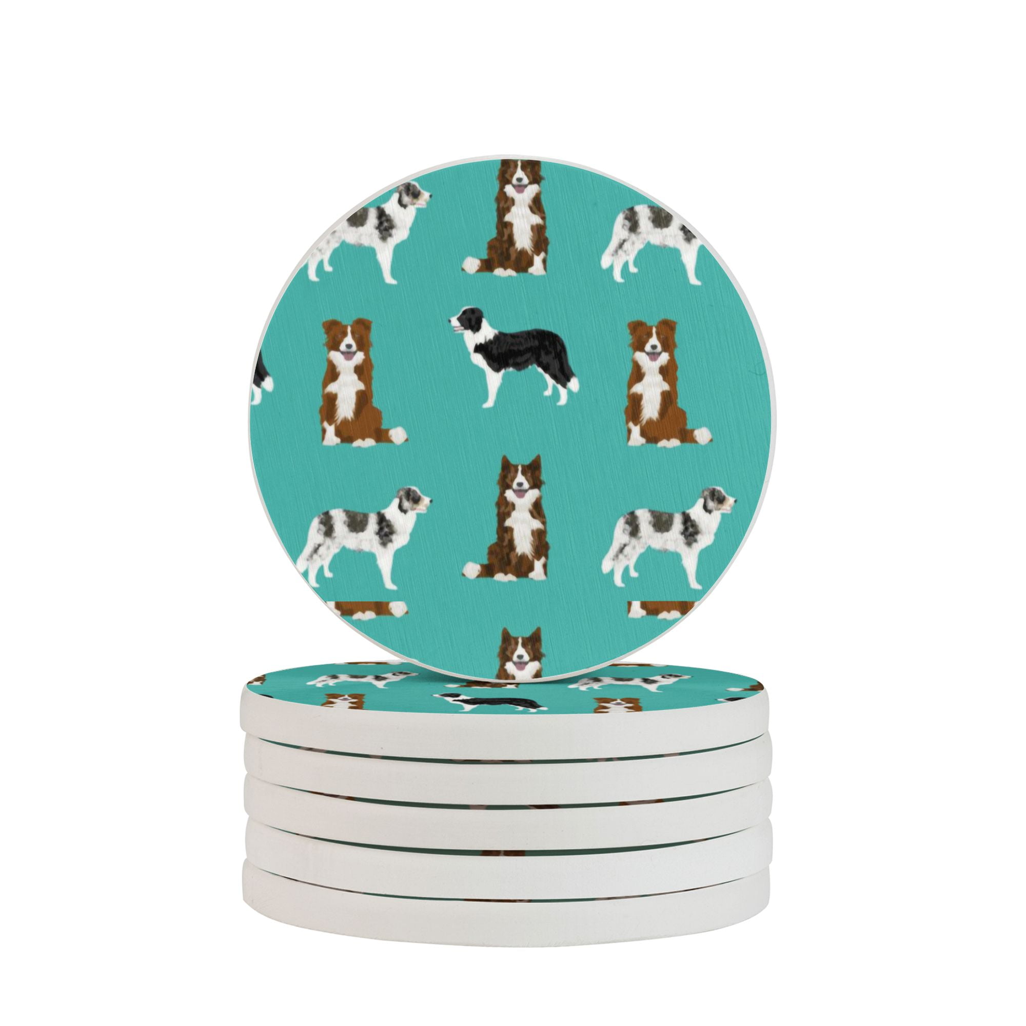 Circular Drink Coasters Set Border Collie Love Hearts-Border Collie ... Circular Drink Coasters Set Border Collie Love Hearts-Border Collie ...