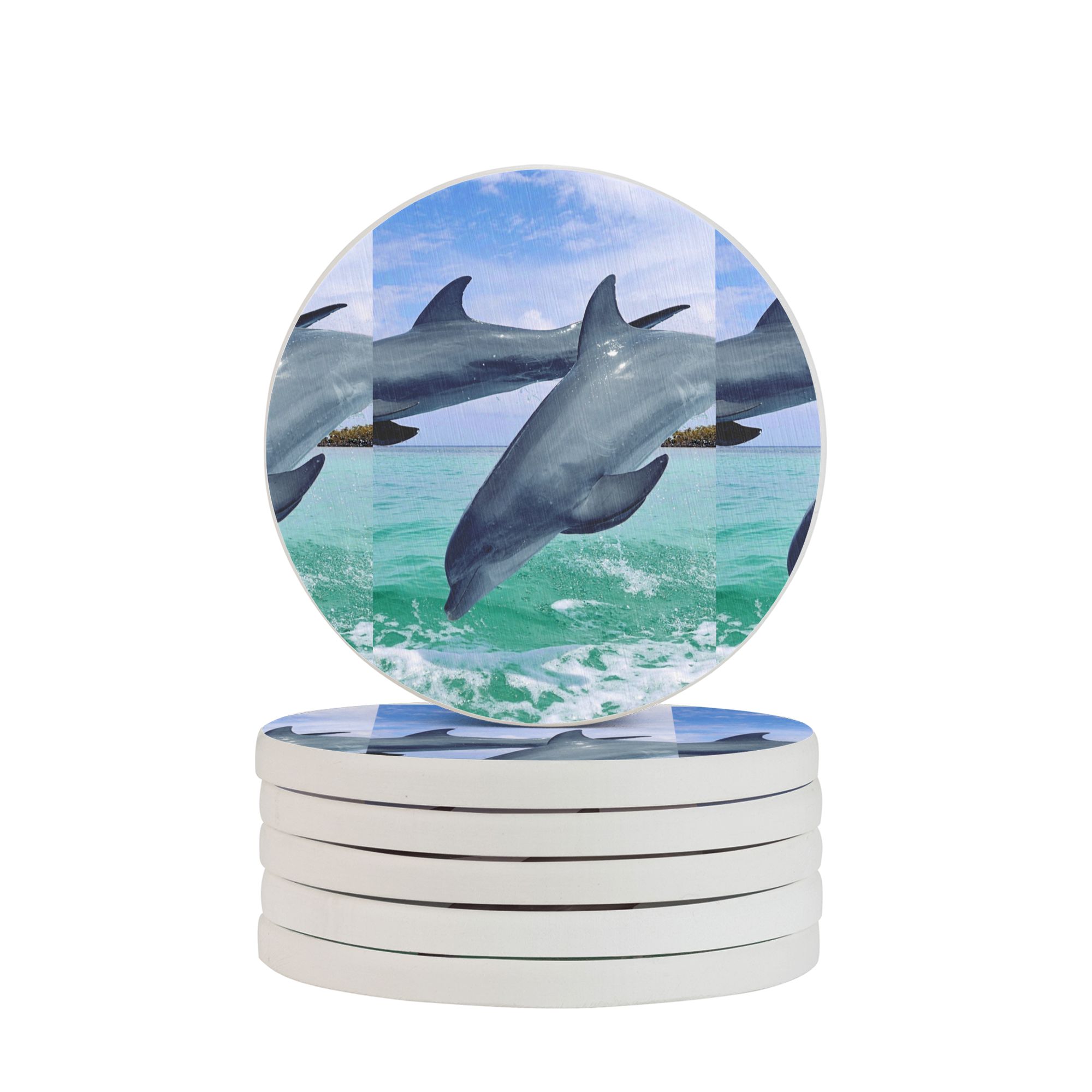 Circular Drink Coasters Set Bottlenose Dolphin Beautiful Home Decor ...
