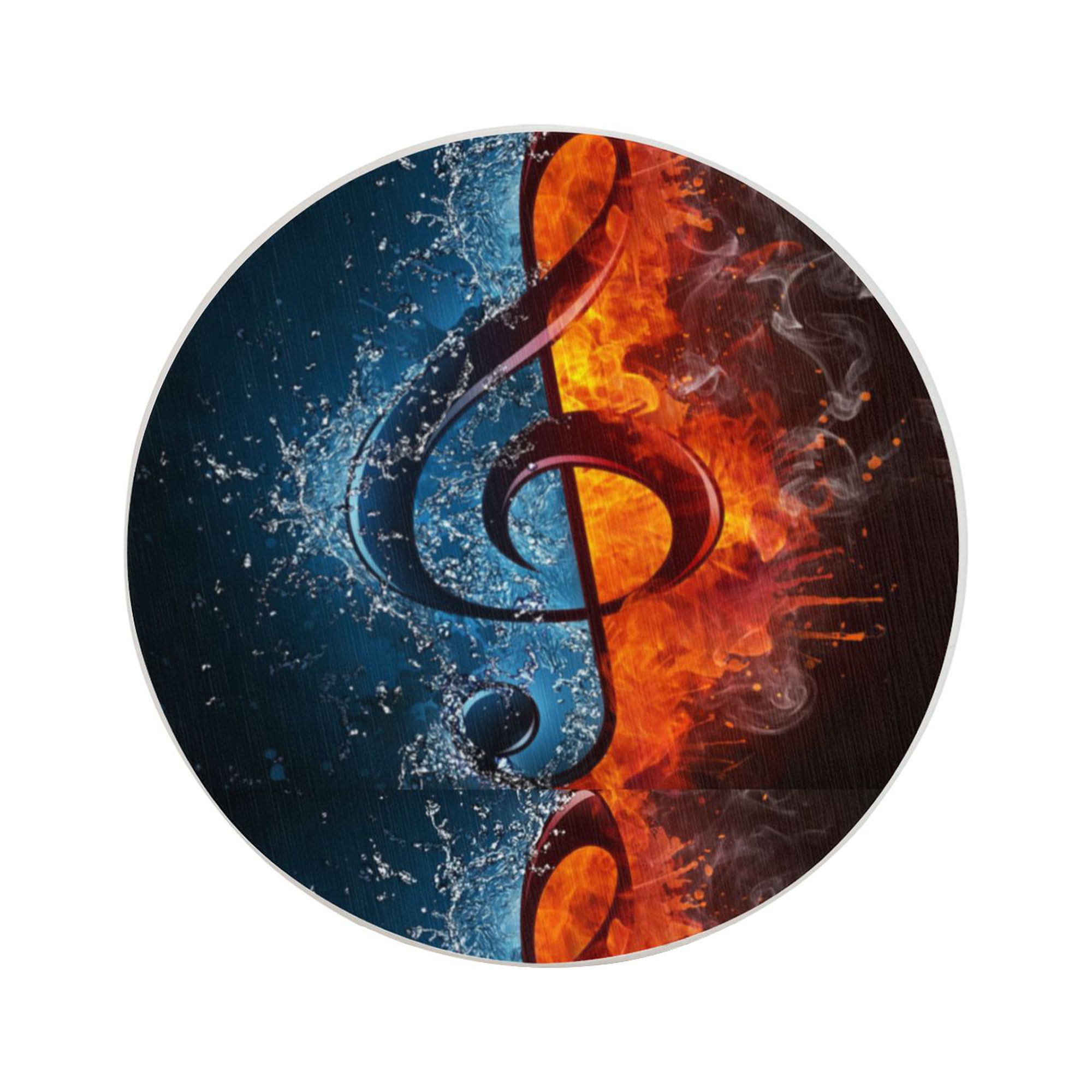 Circular Drink Coasters Set Burning Music Note Illustration Of The ...