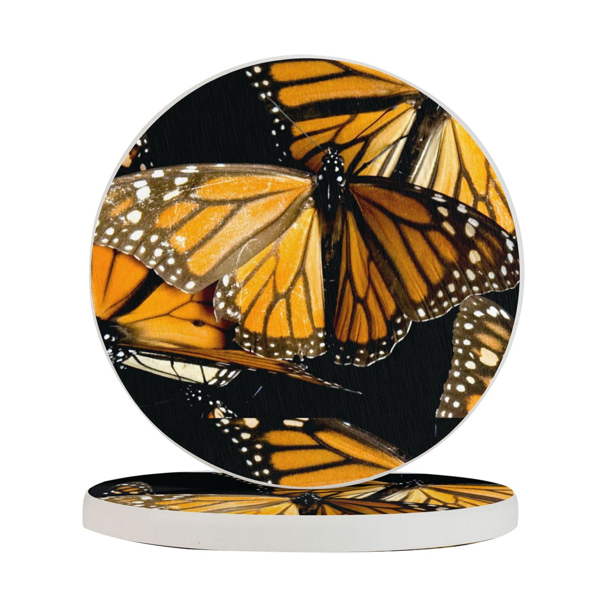 Circular Drink Coasters Set Butterfly Beautiful Home Decor Diatomite ...