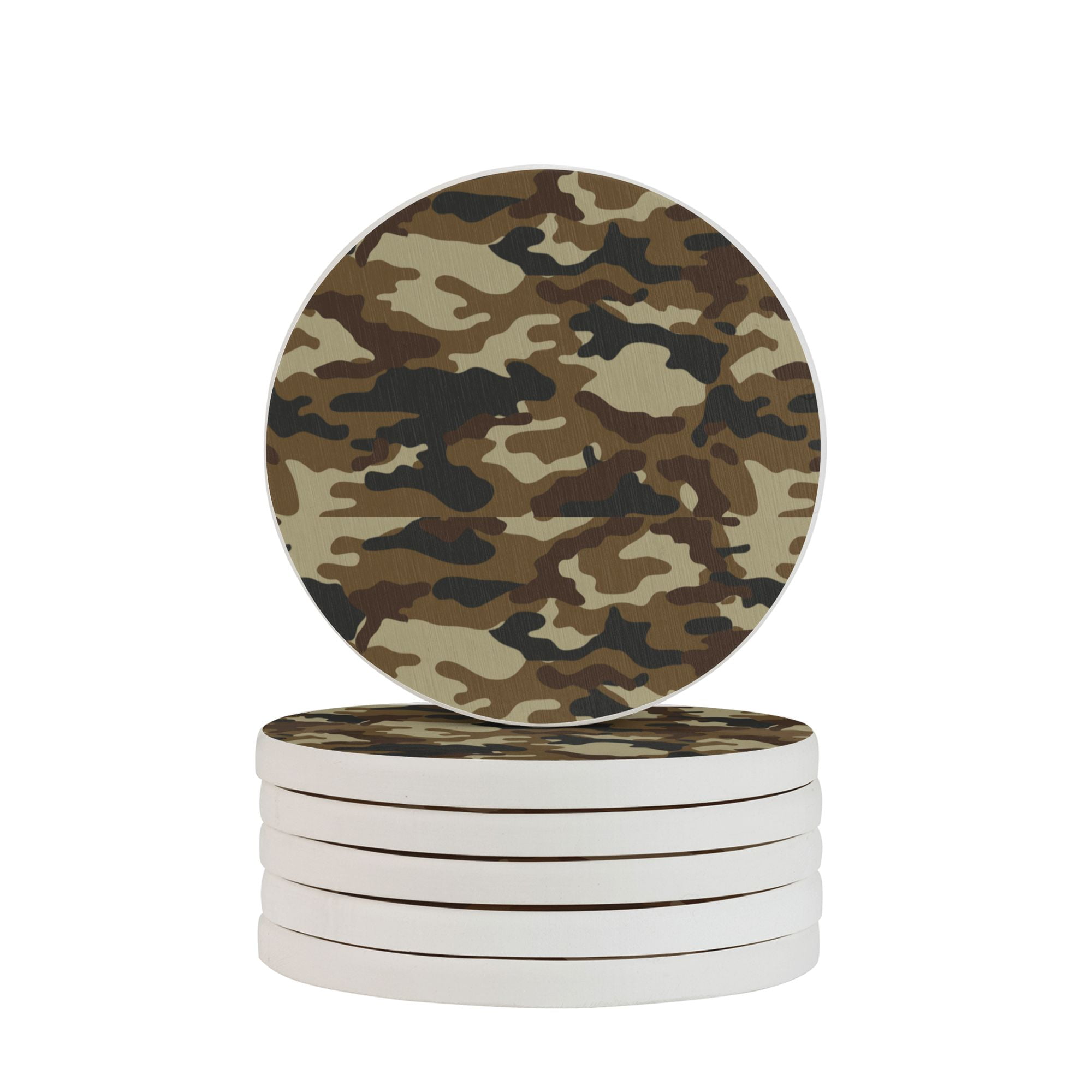 Circular Drink Coasters Set Camouflage Army Beautiful Home Decor ...