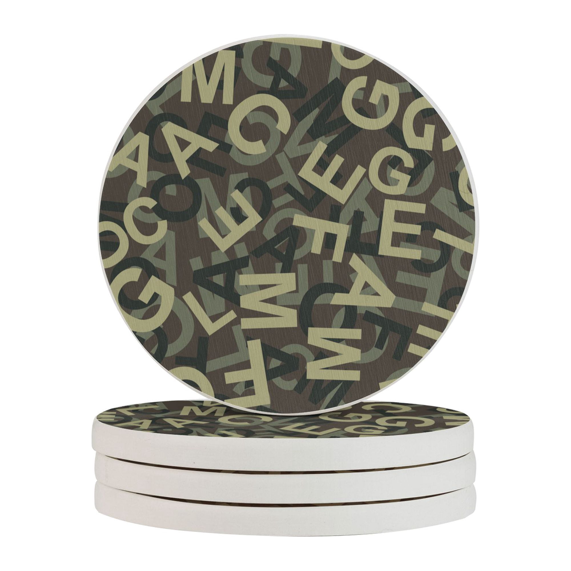 Circular Drink Coasters Set Camouflage Pattern Beautiful Home Decor ...