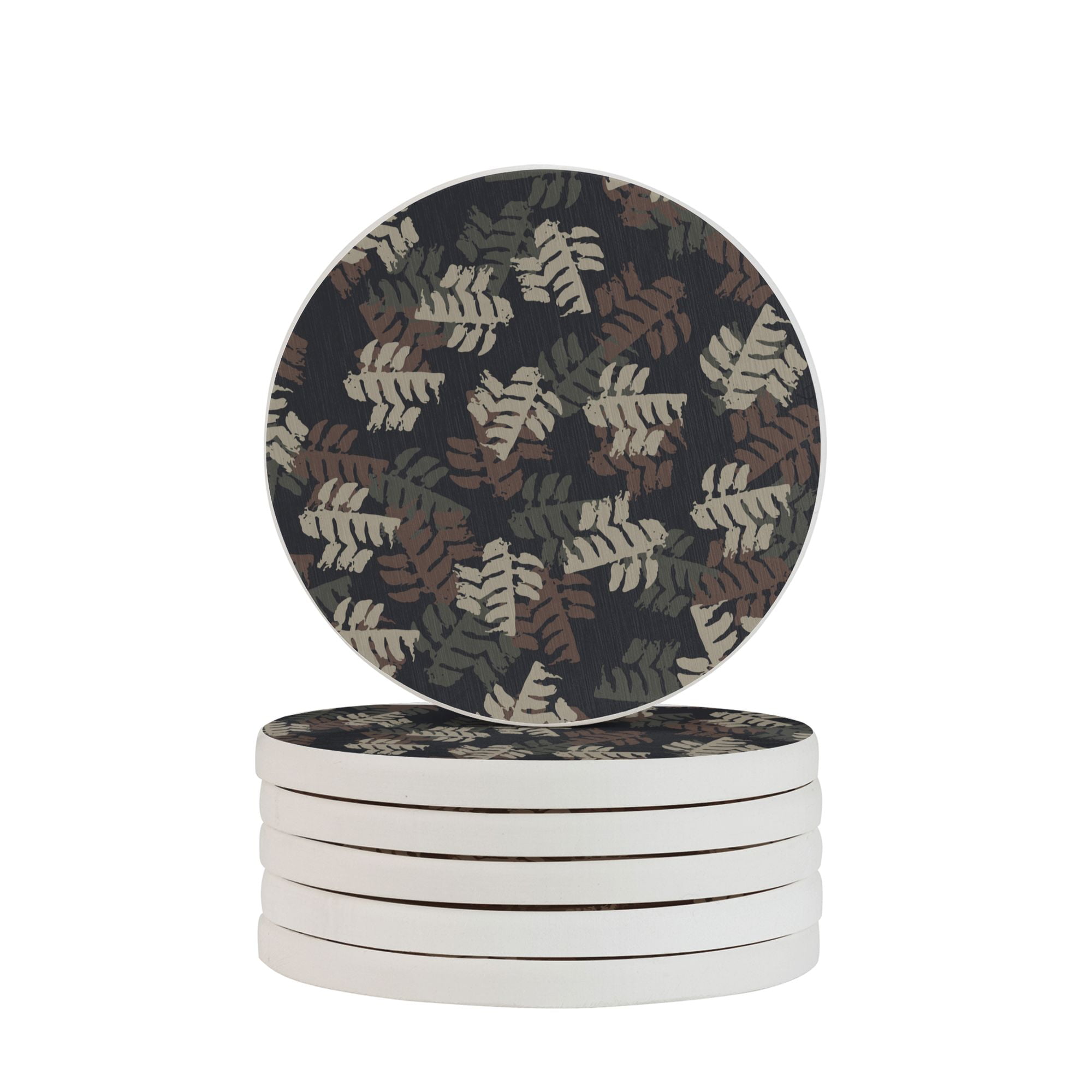 Circular Drink Coasters Set Camouflage Pattern Beautiful Home Decor ...