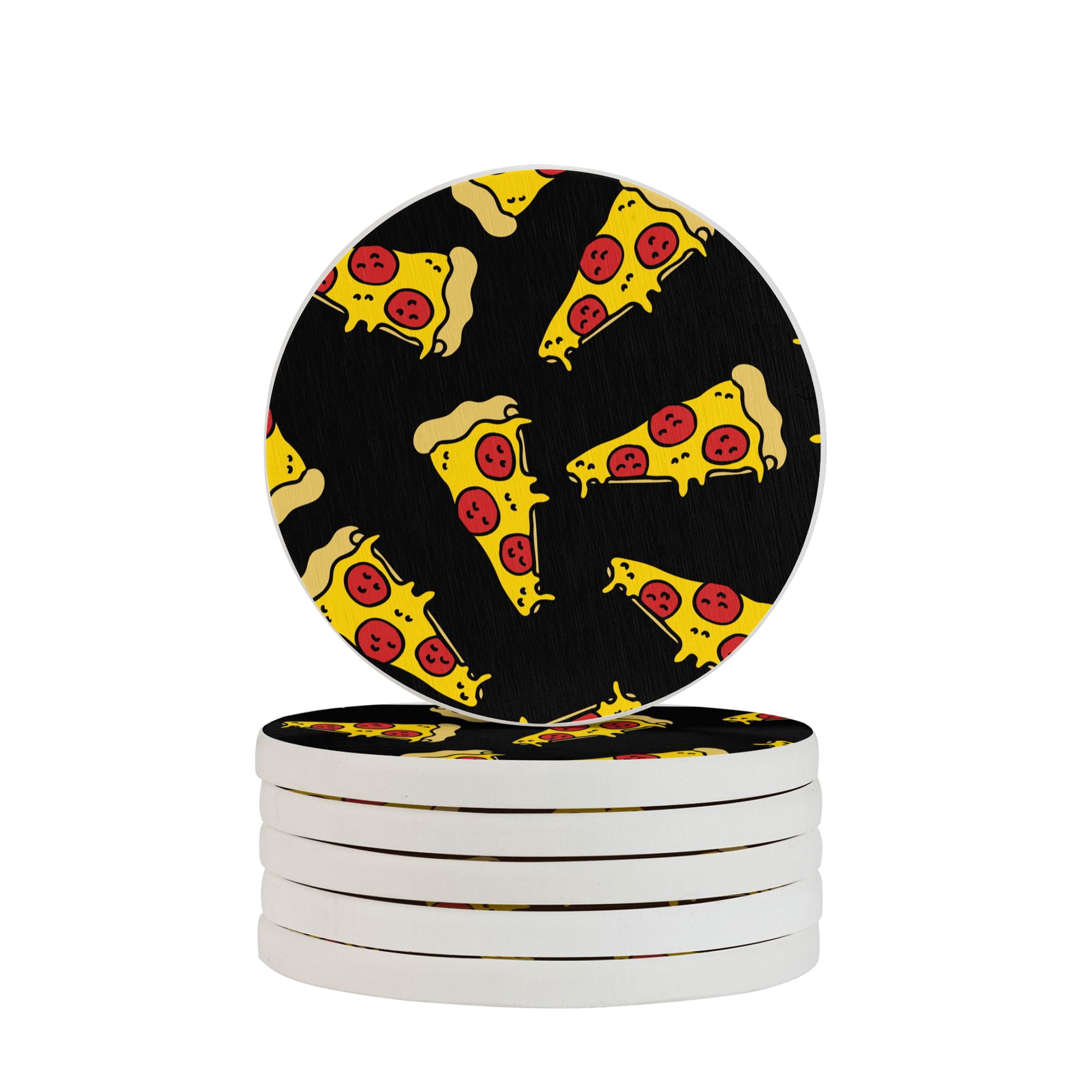 Circular Drink Coasters Set Cartoon Pizza Beautiful Home Decor ...