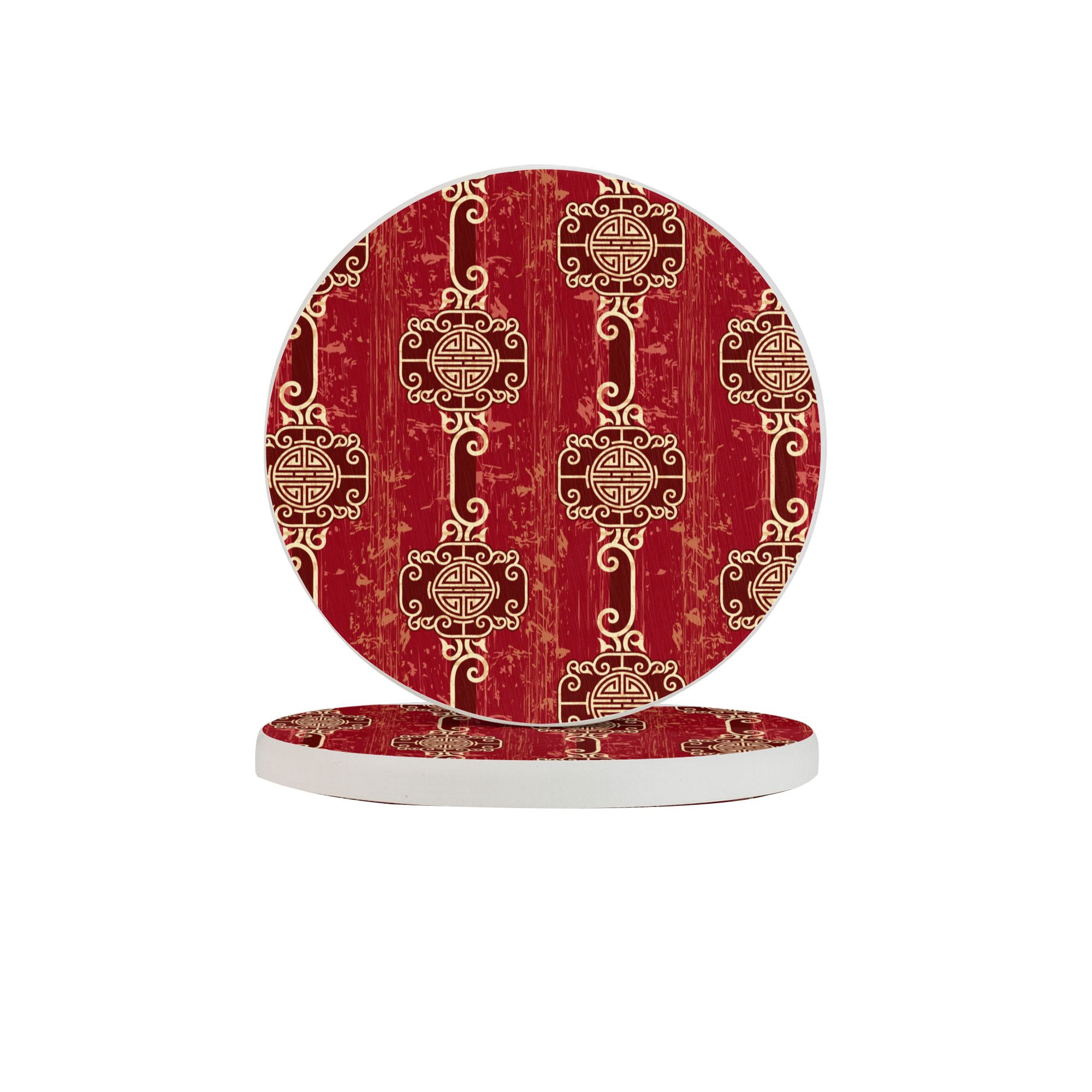 Circular Drink Coasters Set Chinese Style Pattern Beautiful Home Decor ...
