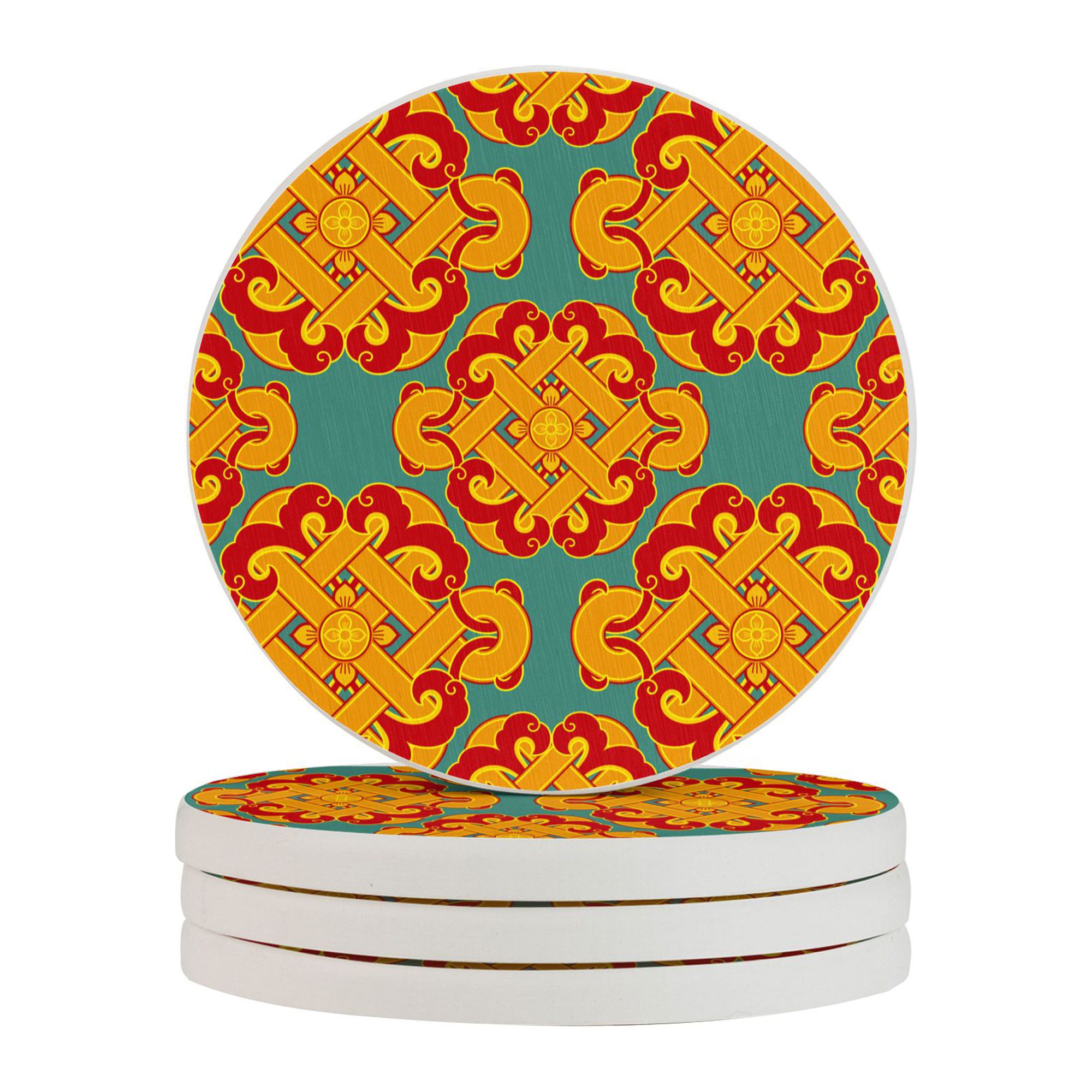 Circular Drink Coasters Set Chinese Style Pattern Beautiful Home Decor ...