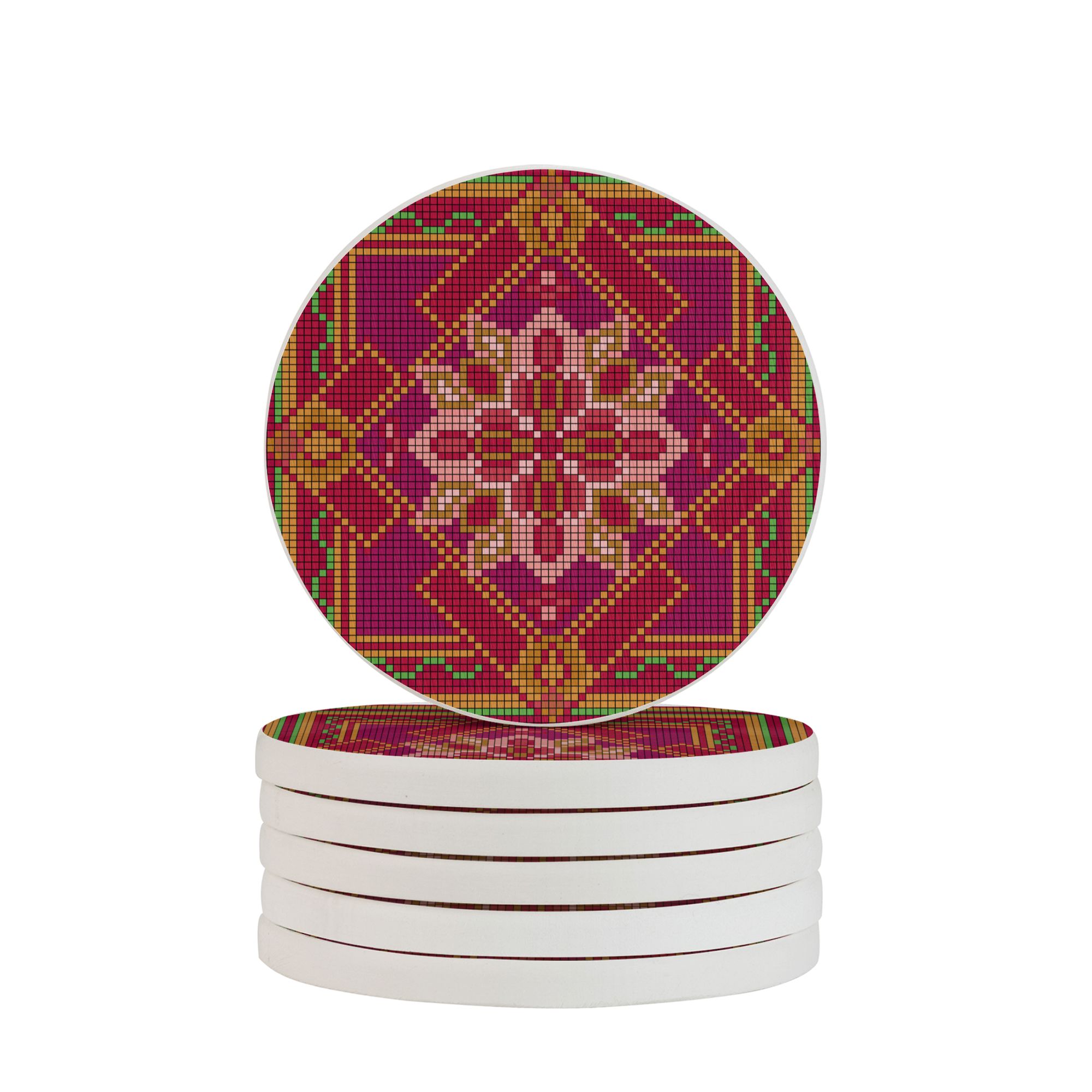 Circular Drink Coasters Set Chinese Traditional Culture Embroidery ...