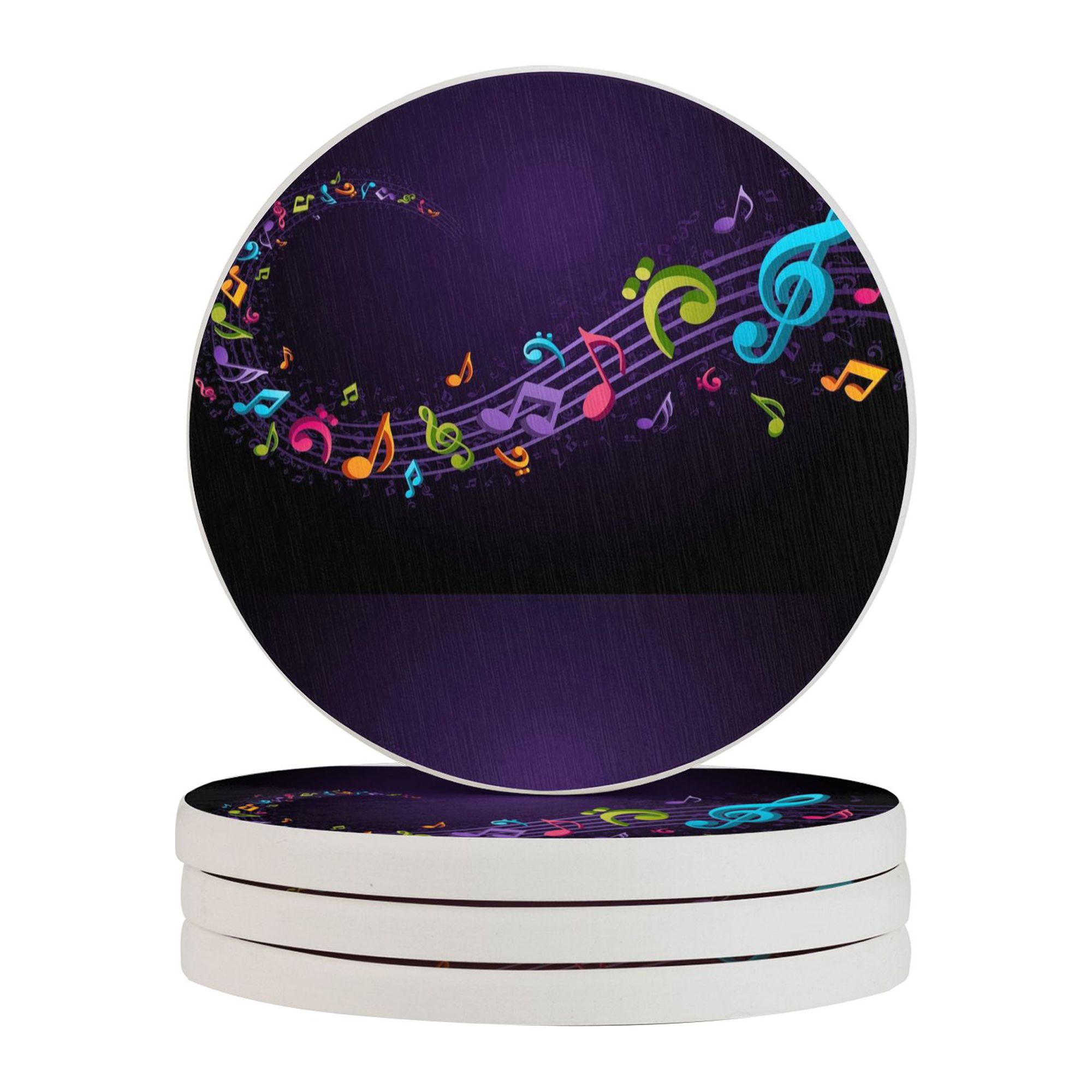 Circular Drink Coasters Set Color Music Note Outdoor Beautiful Home ...