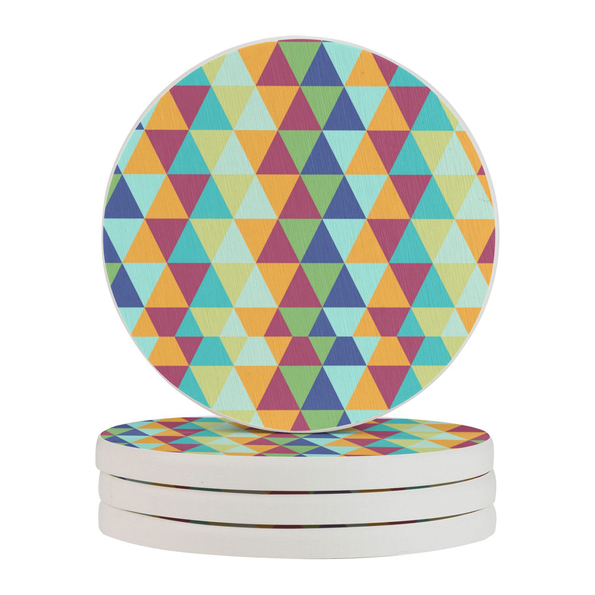 Circular Drink Coasters Set Colored Triangle Beautiful Home Decor ...