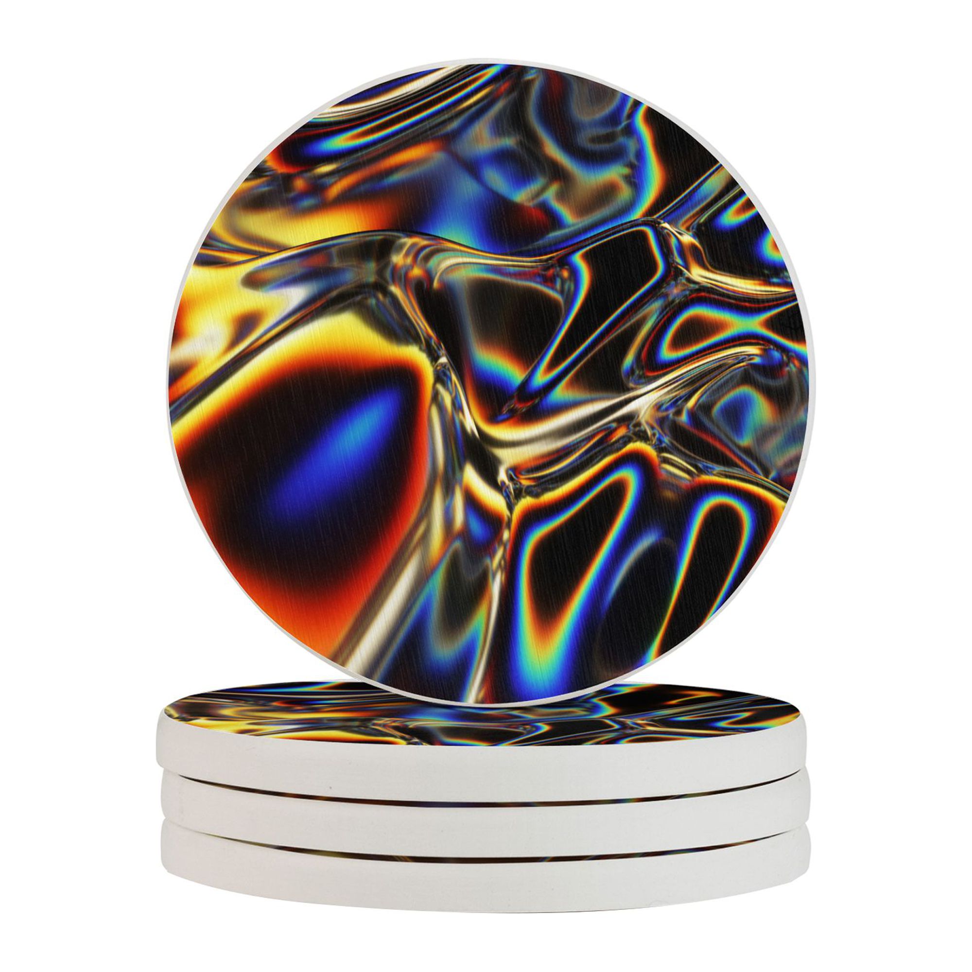 Circular Drink Coasters Set Colorful Abstract Lava Background Beautiful ...