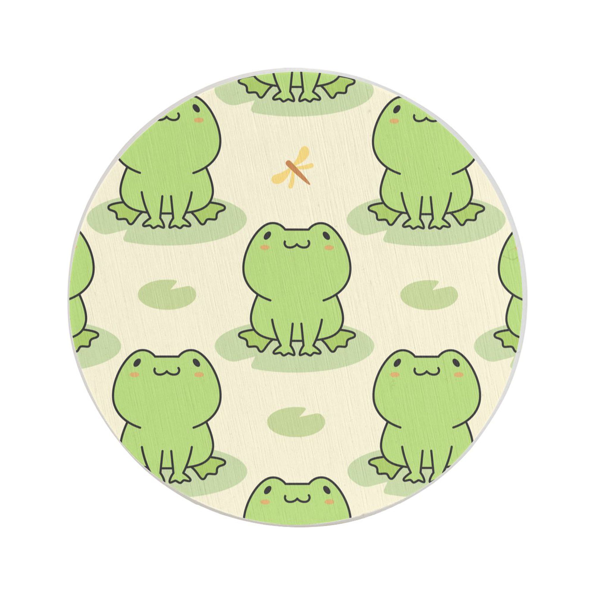 Circular Drink Coasters Set Colorful Cartoon Frog Beautiful Home Decor ...
