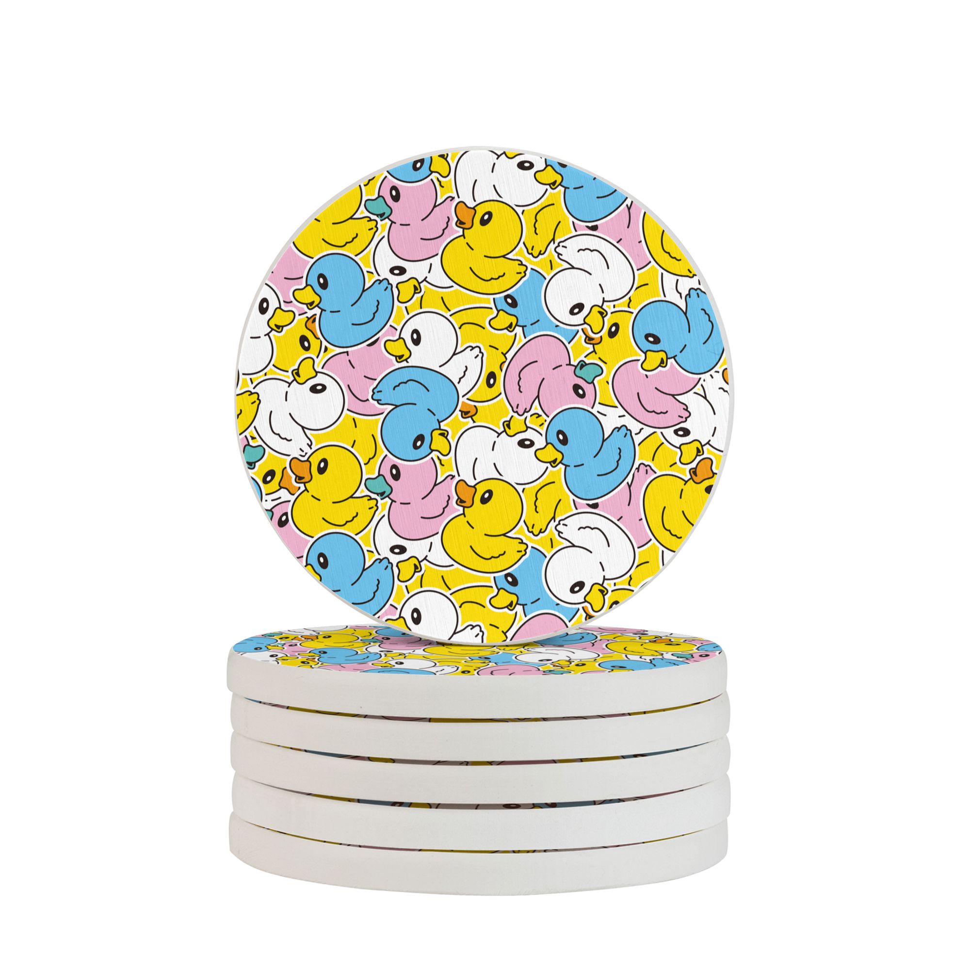 Circular Drink Coasters Set Colorful Ducks Beautiful Home Decor ...
