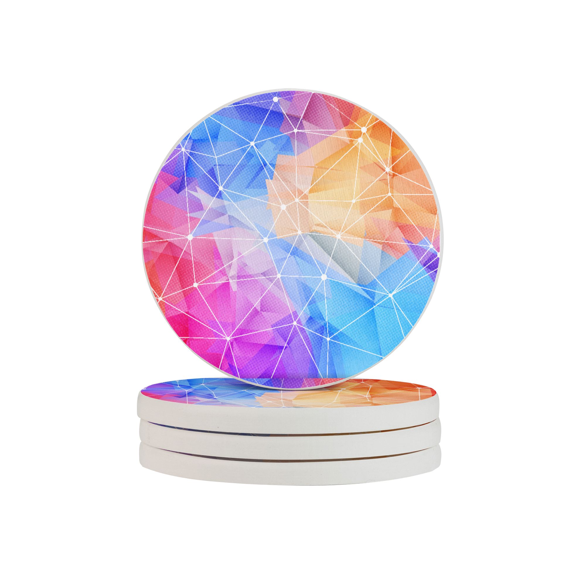 Circular Drink Coasters Set Colorful Geometric Background Beautiful ...