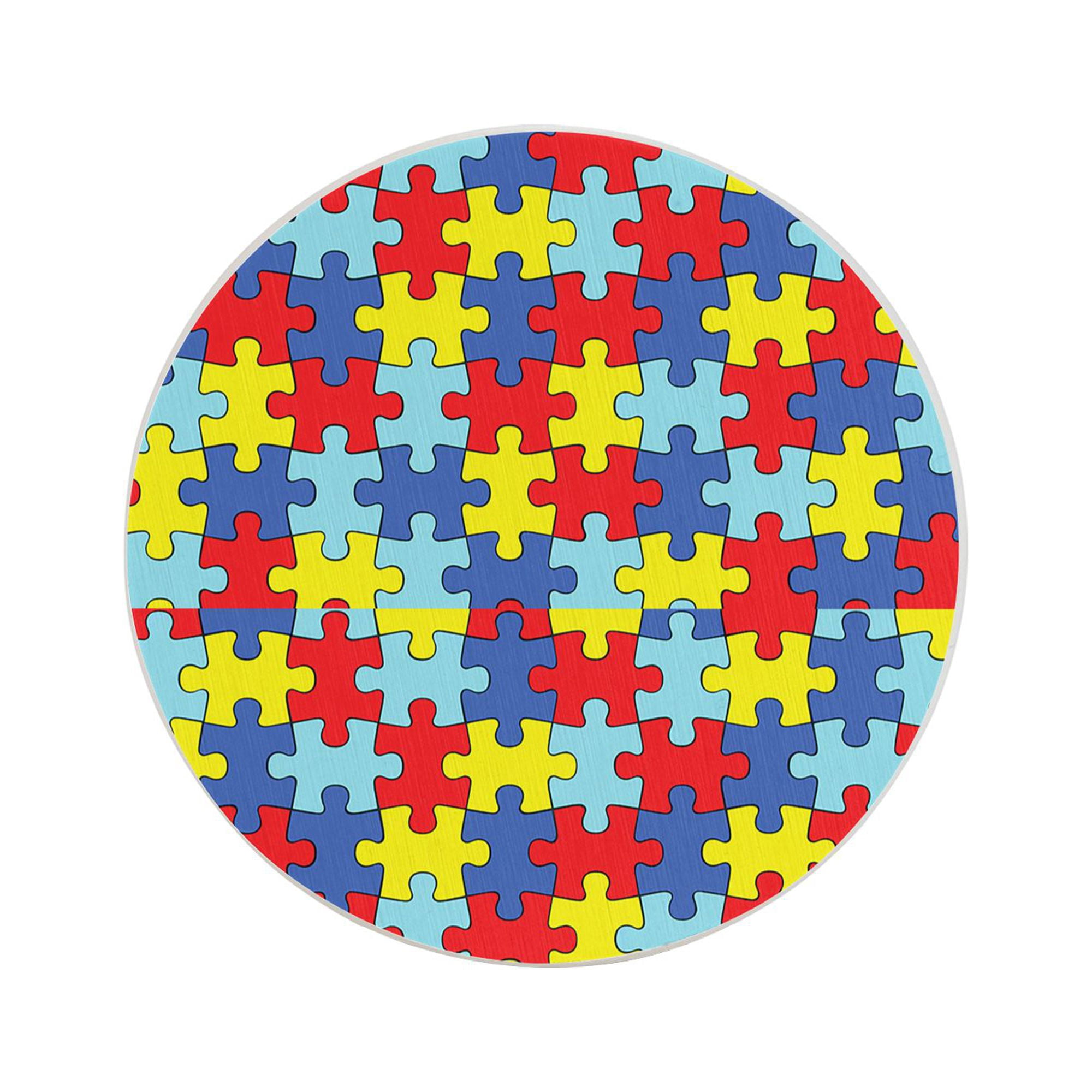 Circular Drink Coasters Set Colorful Jigsaw Puzzle Beautiful Home Decor ...