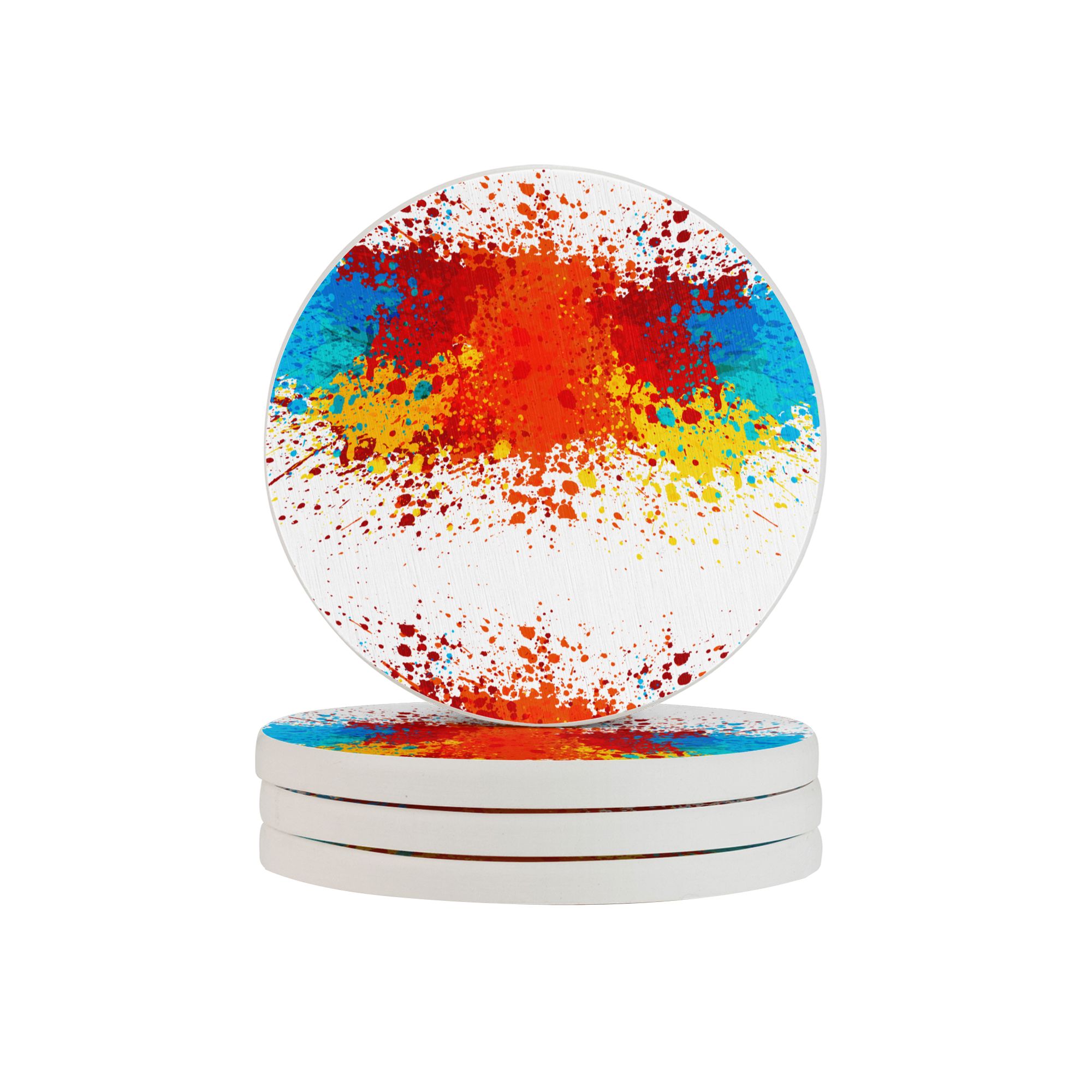 Circular Drink Coasters Set Colorful Splatter Paint Colorful Background ...
