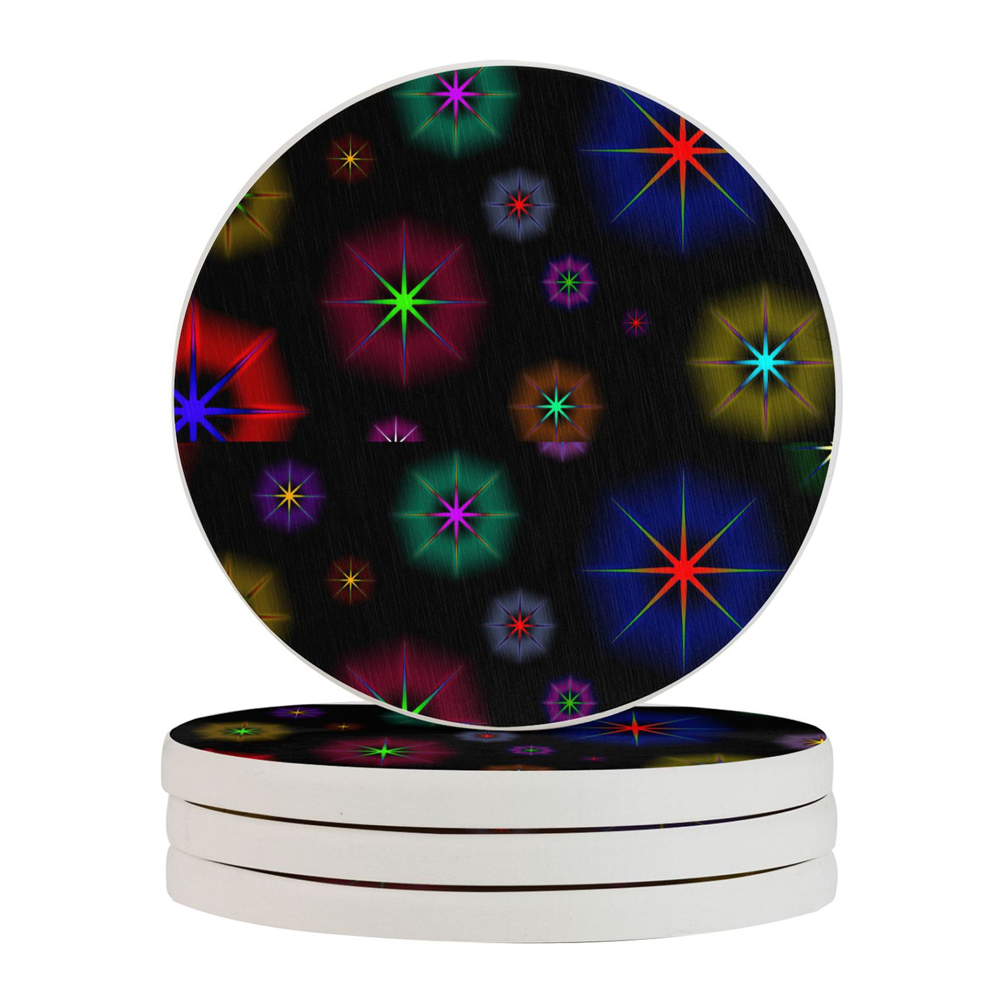 Circular Drink Coasters Set Colorful-Stars- Beautiful Home Decor ...