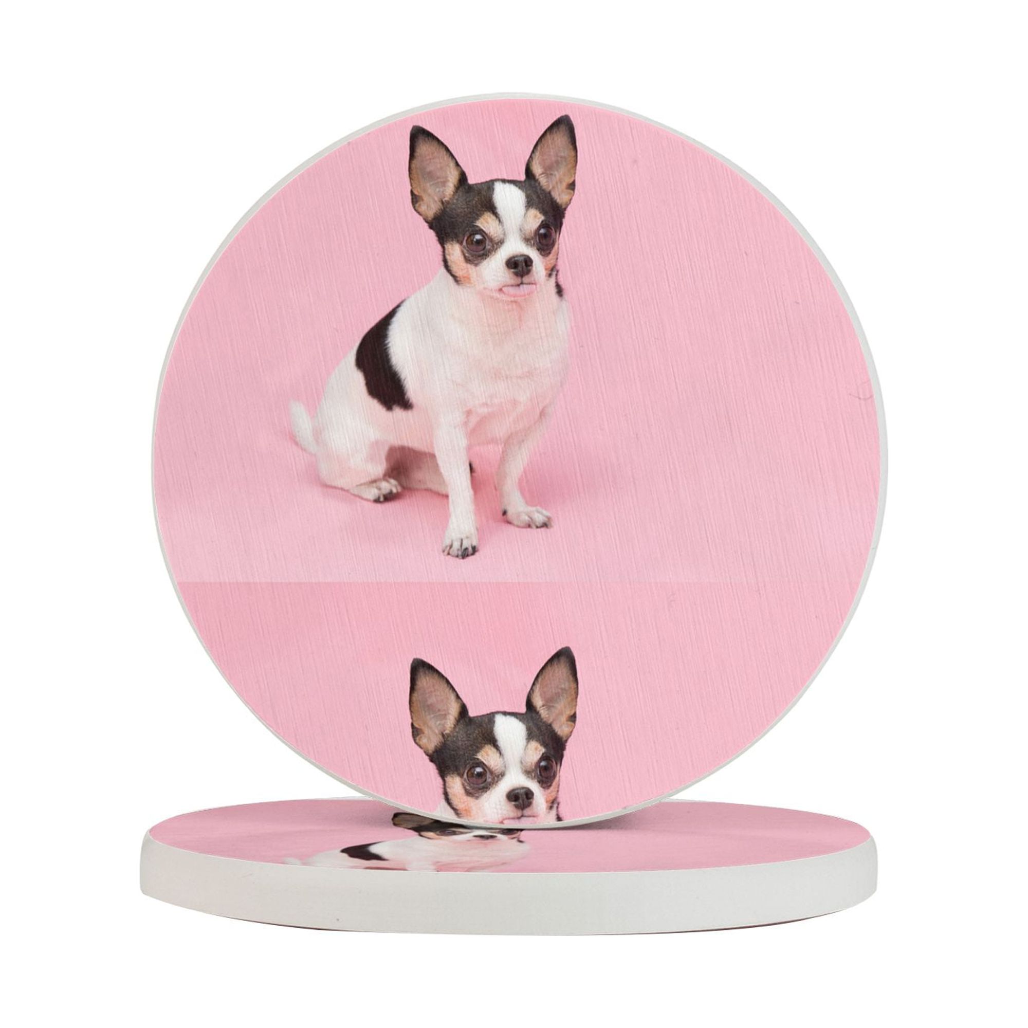 Circular Drink Coasters Set Cute Chihuahua Dog Animal Beautiful Home ...