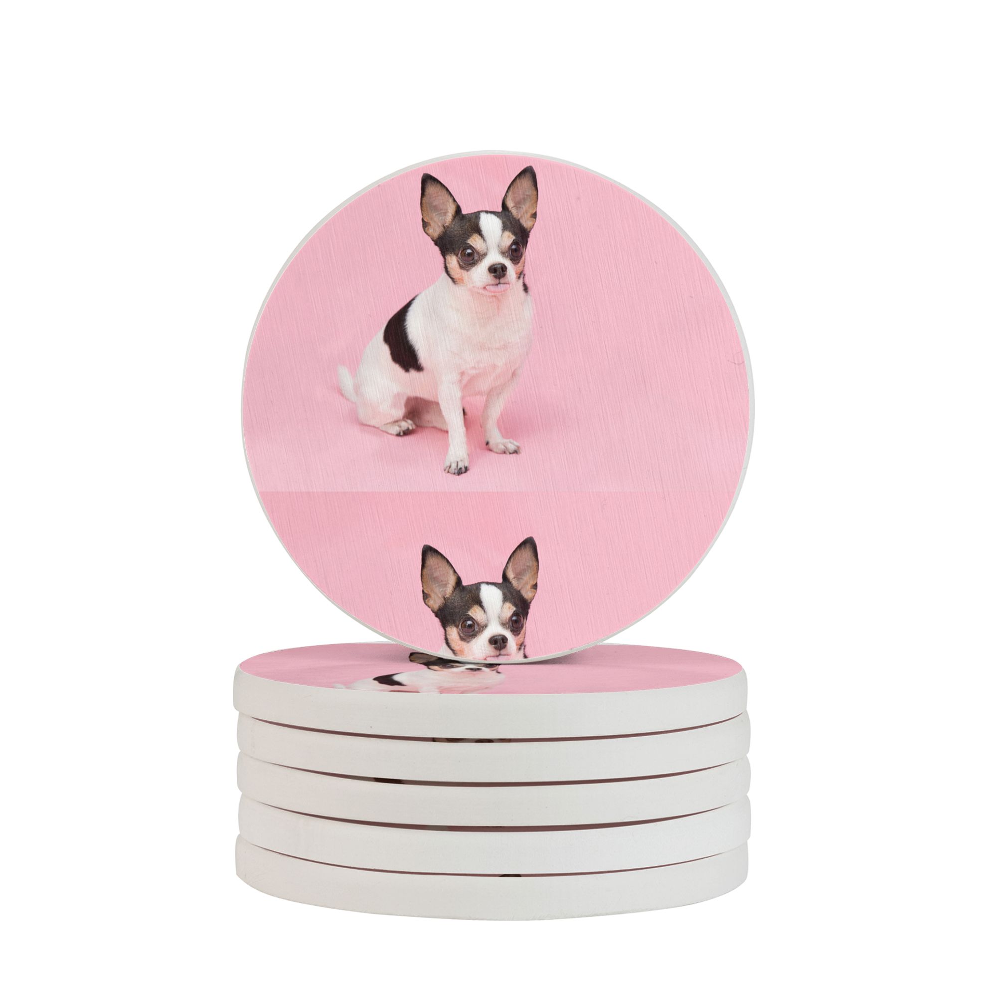 Circular Drink Coasters Set Cute Chihuahua Dog Animal Beautiful Home ...