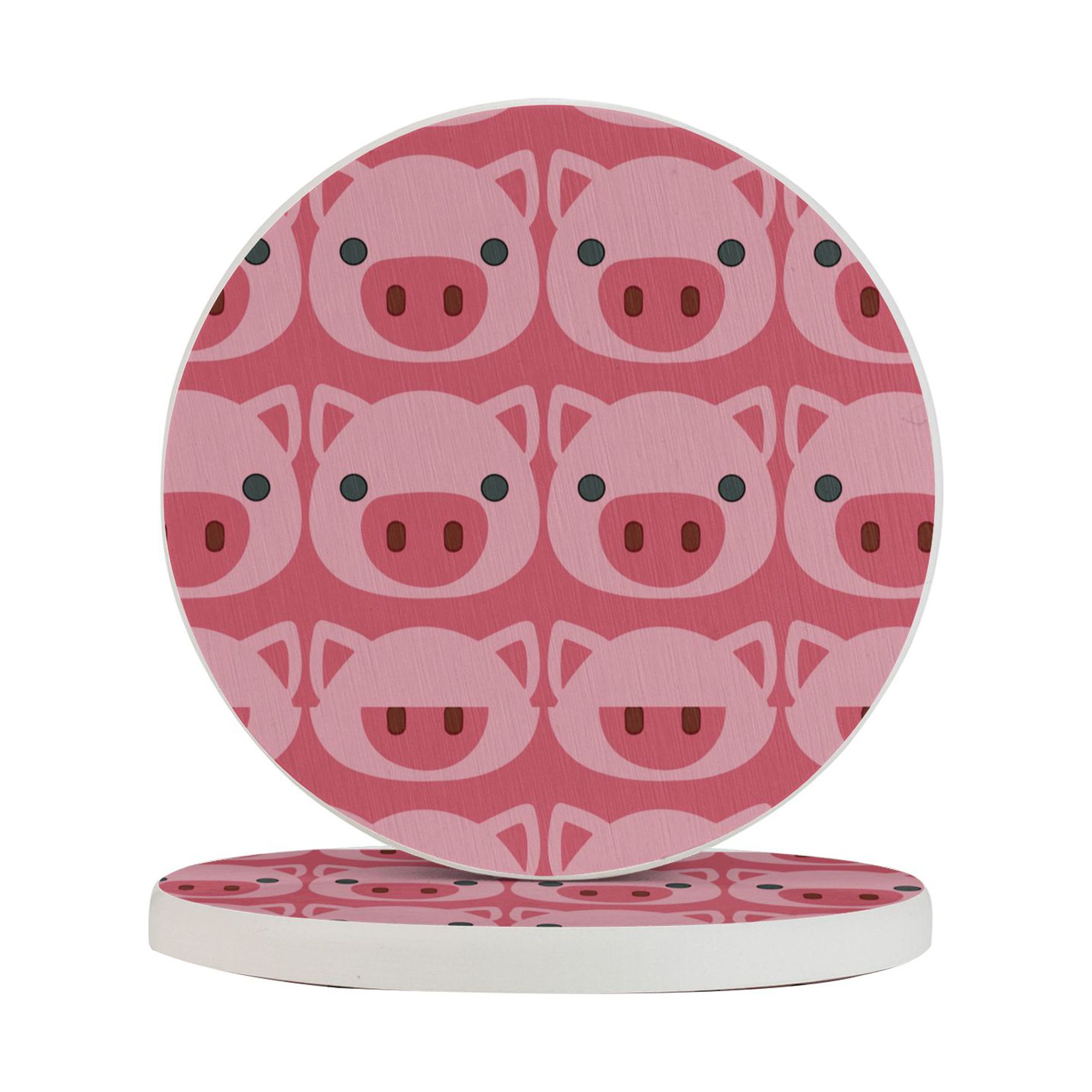 Circular Drink Coasters Set Cute Piggy Face Beautiful Home Decor ...