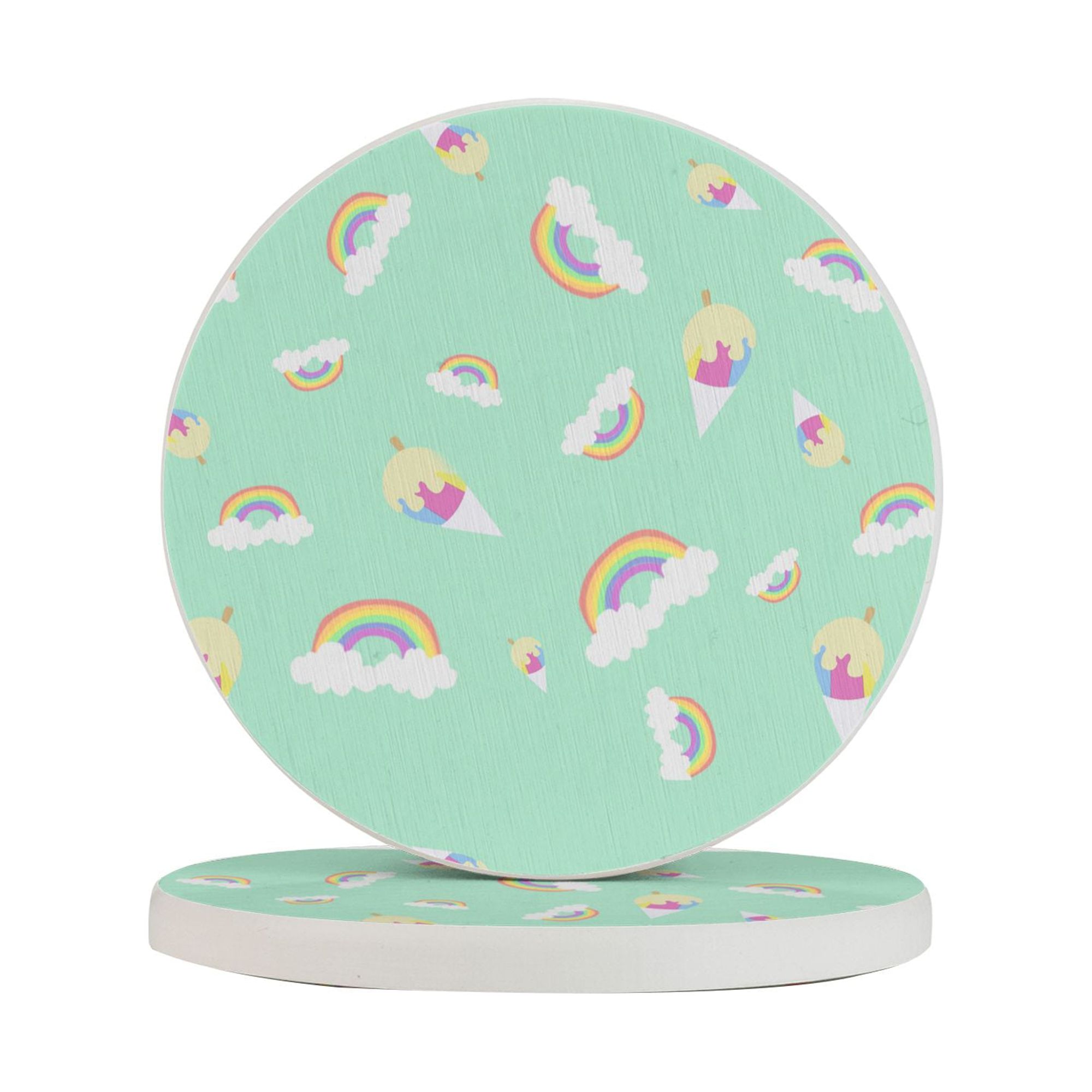 Circular Drink Coasters Set Cute Rainbow Beautiful Home Decor Diatomite ...