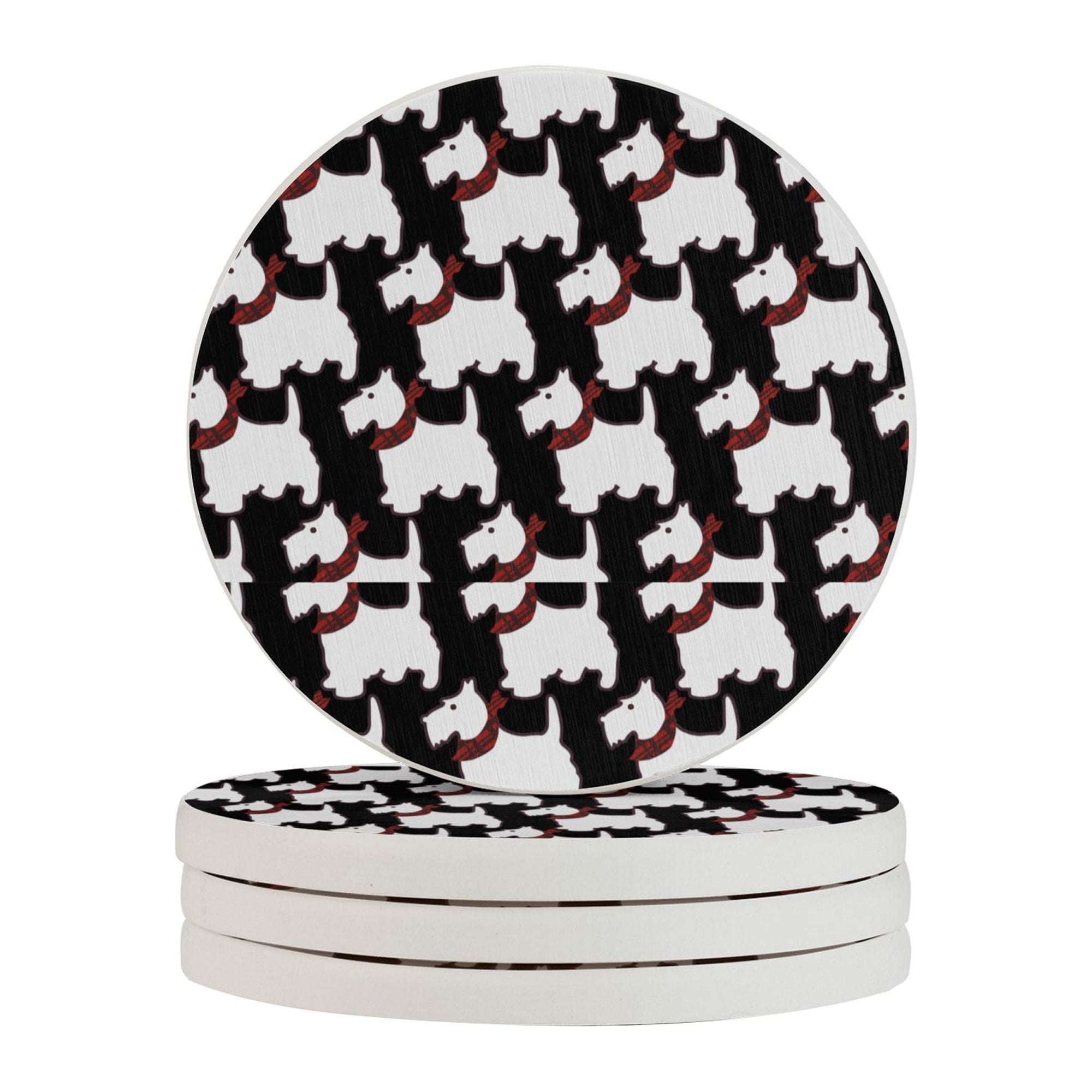 Circular Drink Coasters Set Cute Scottie Dog Beautiful Home Decor ...