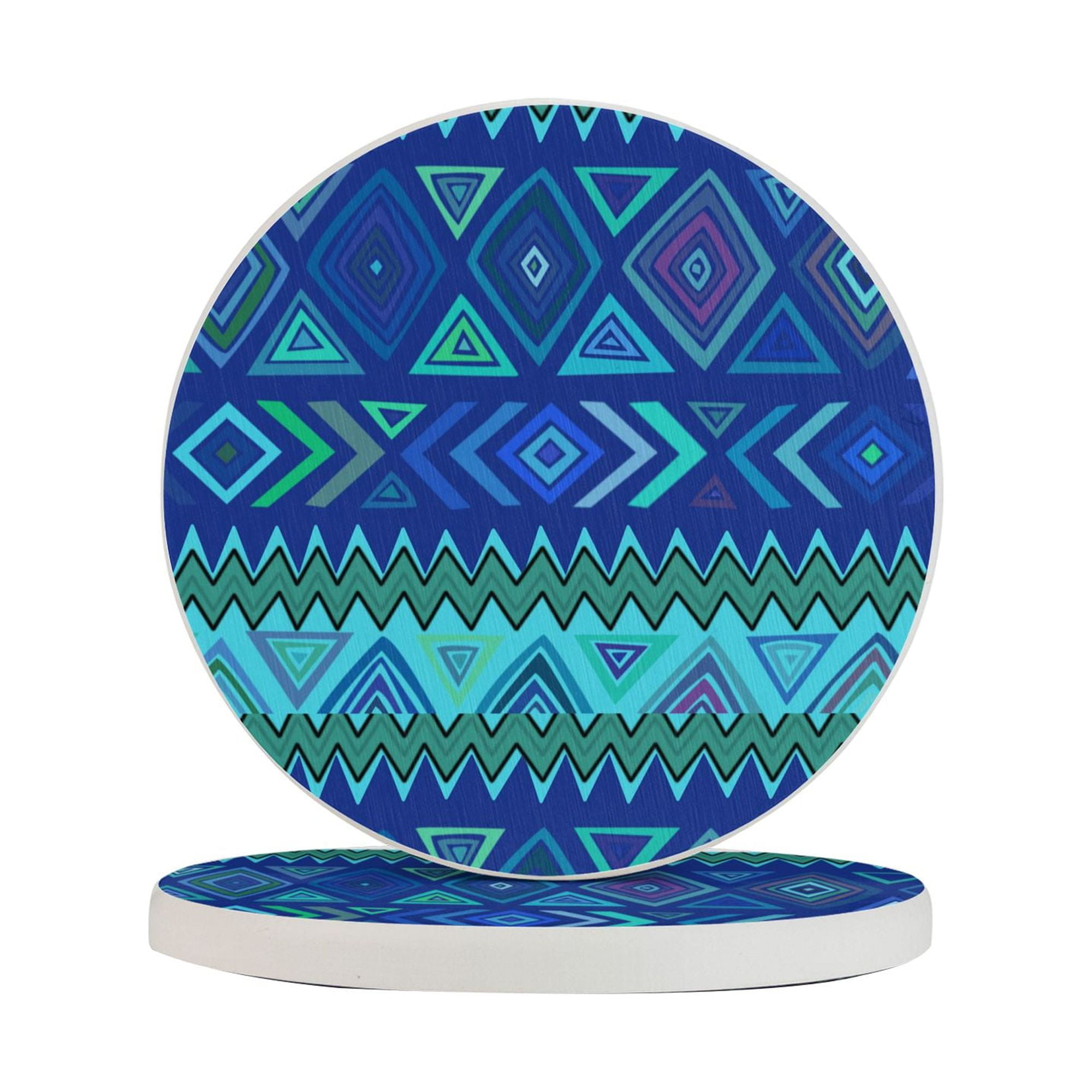 Circular Drink Coasters Set Dark Blue Boho Beautiful Home Decor ...