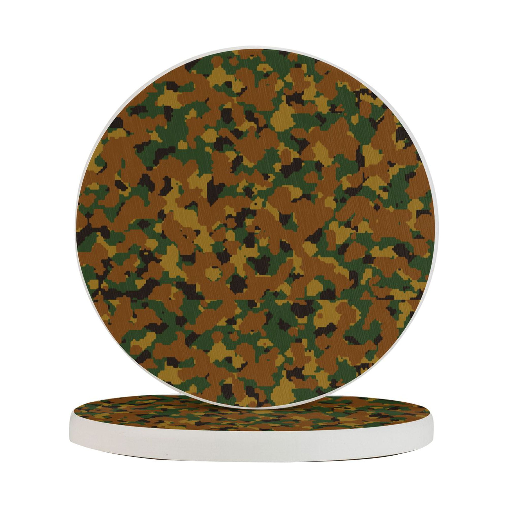Circular Drink Coasters Set Dark Camouflage Background Beautiful Home ...