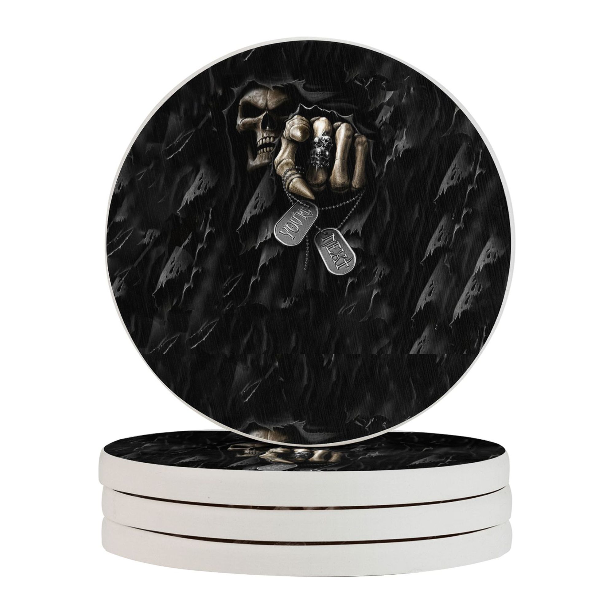 Circular Drink Coasters Set Death Skull Beautiful Home Decor Diatomite ...